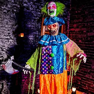 Amazon.com: Halloween Animatronics 6ft Clown, Animated 72Inch Scary ...