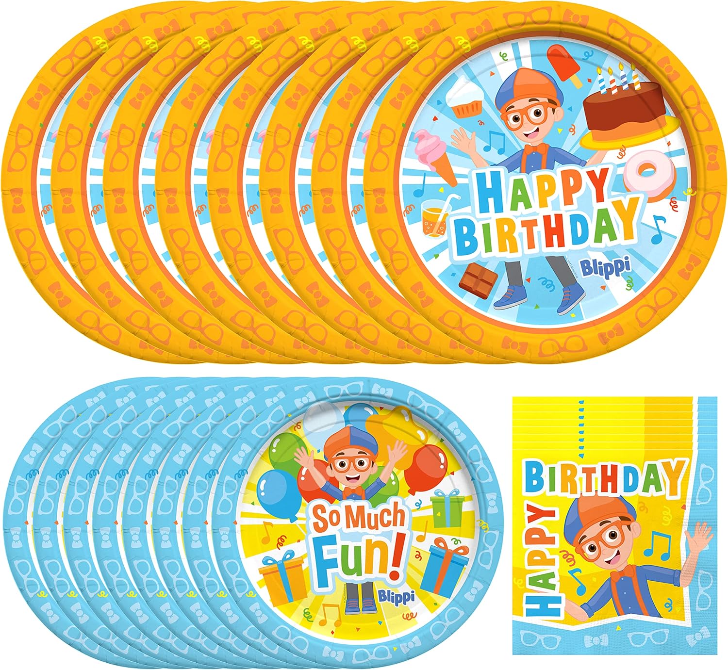 Amazon.com | Treasures Gifted Blippi Birthday Party Supplies - Serves ...