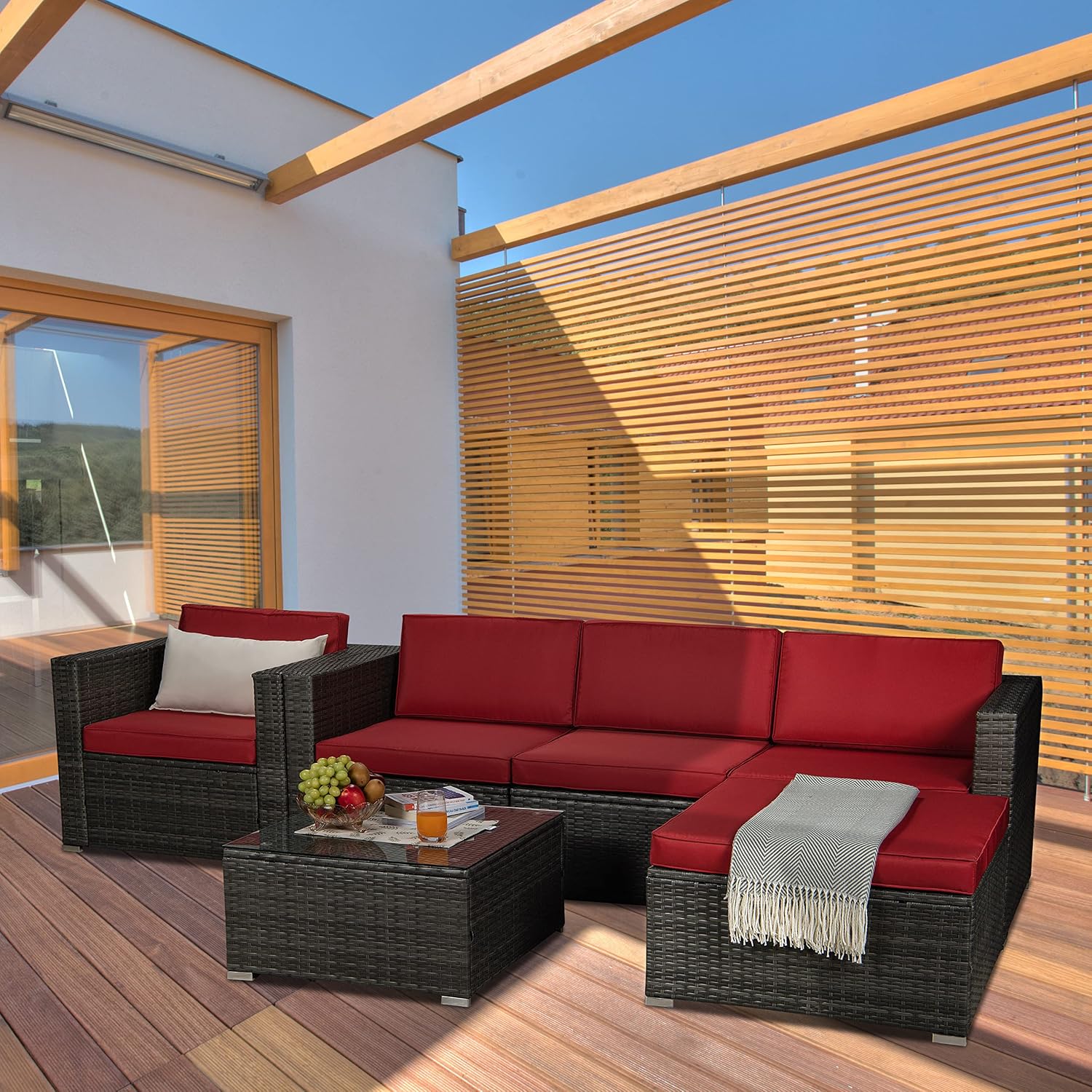 Amazon.com: ODC 6 Pieces Furniture Outdoor All-Weather Sectional Patio ...