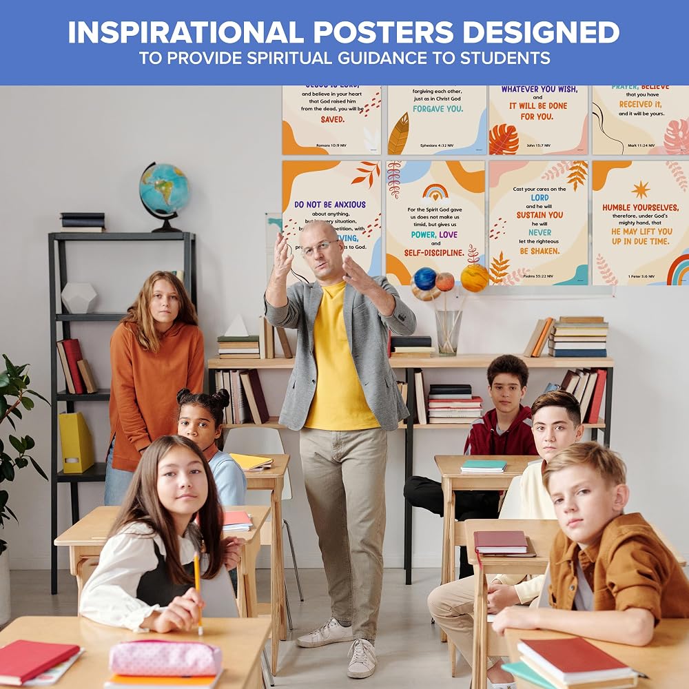 Decorably 12 Boho Bible Verse Posters for Classroom, Liberia | Ubuy