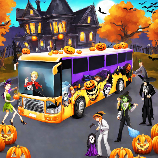 Monster Halloween Party Bus Driver Simulator 2023: Real Car Driving ...