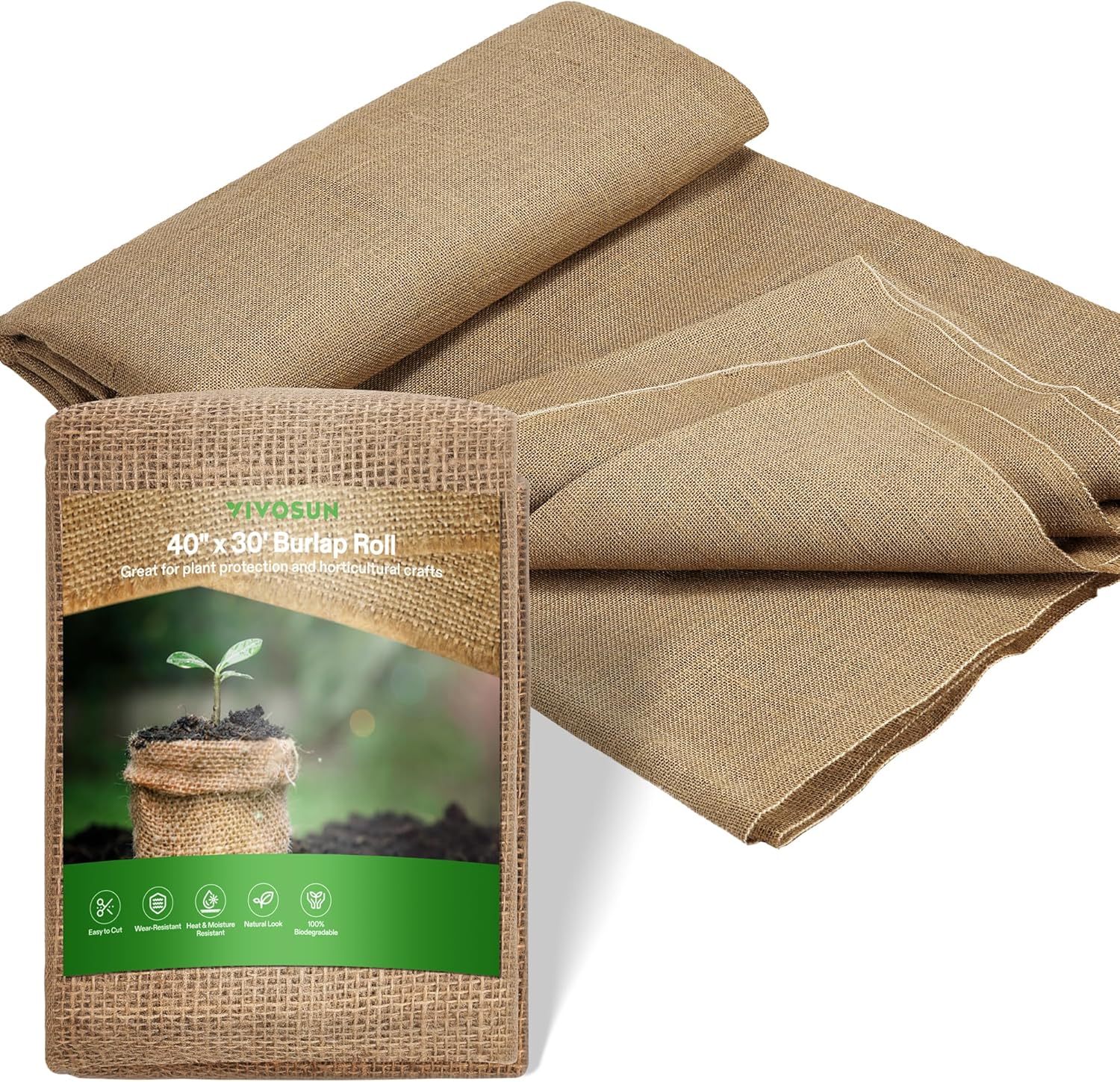 Amazon.com : VIVOSUN 40 in x 30 ft Burlap Fabric, High Density Natural ...