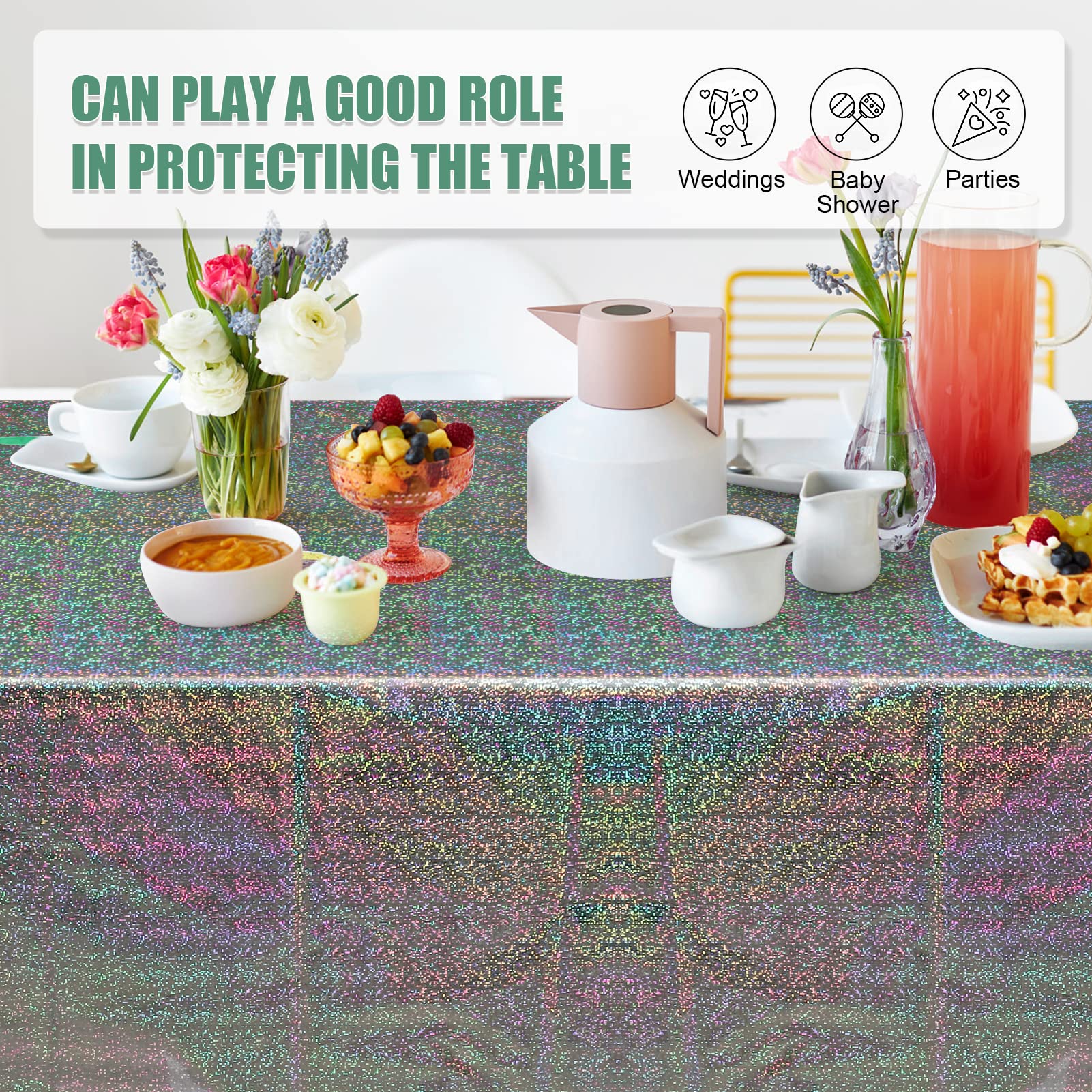 Snapklik.com : 3 Pack Iridescent Tablecloth, 54" X 108" Birthday Party ...