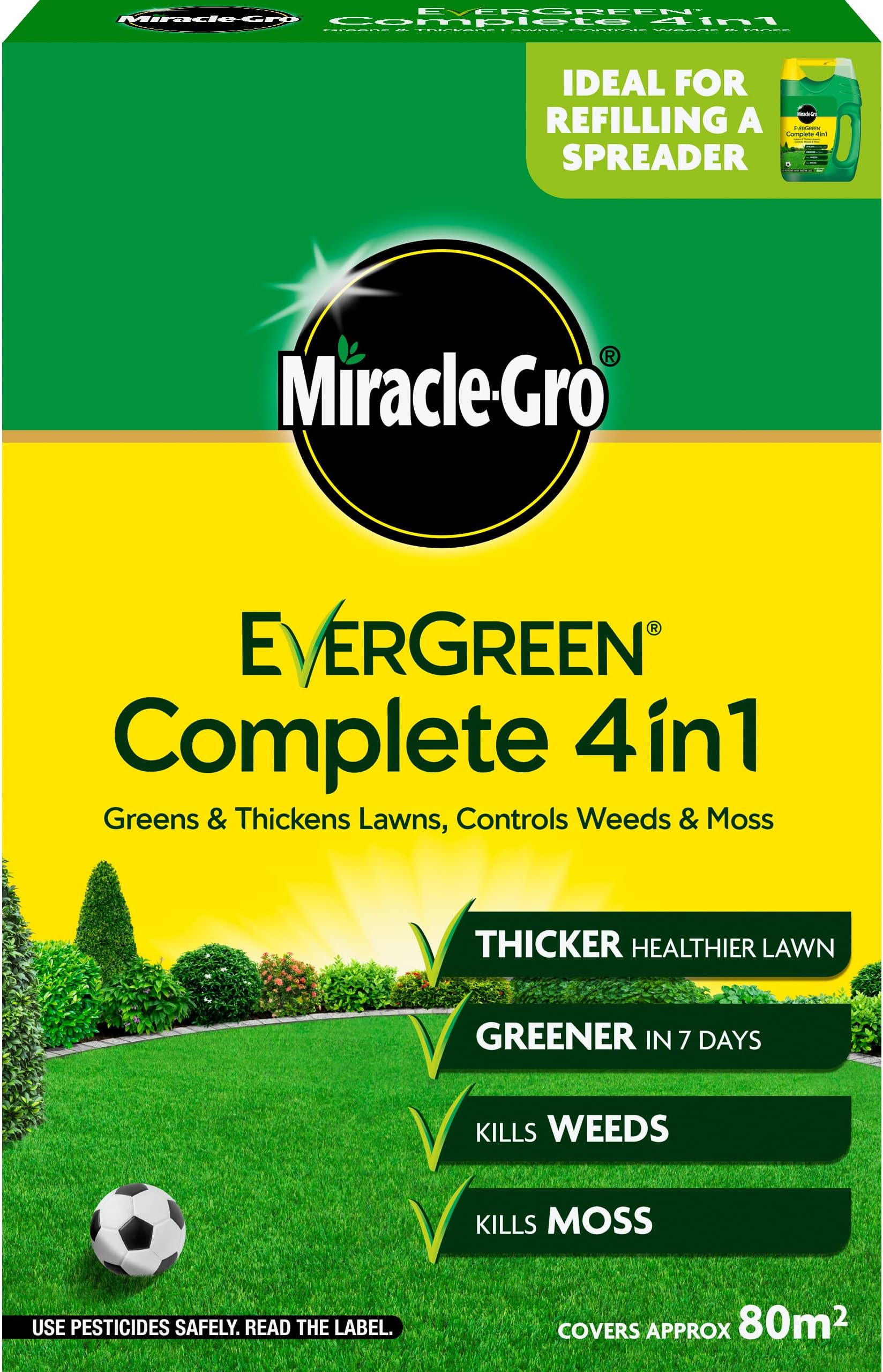 EverGreen 400sqm Complete 4-in-1 Lawn Care, Lawn Food, Weed and Moss ...