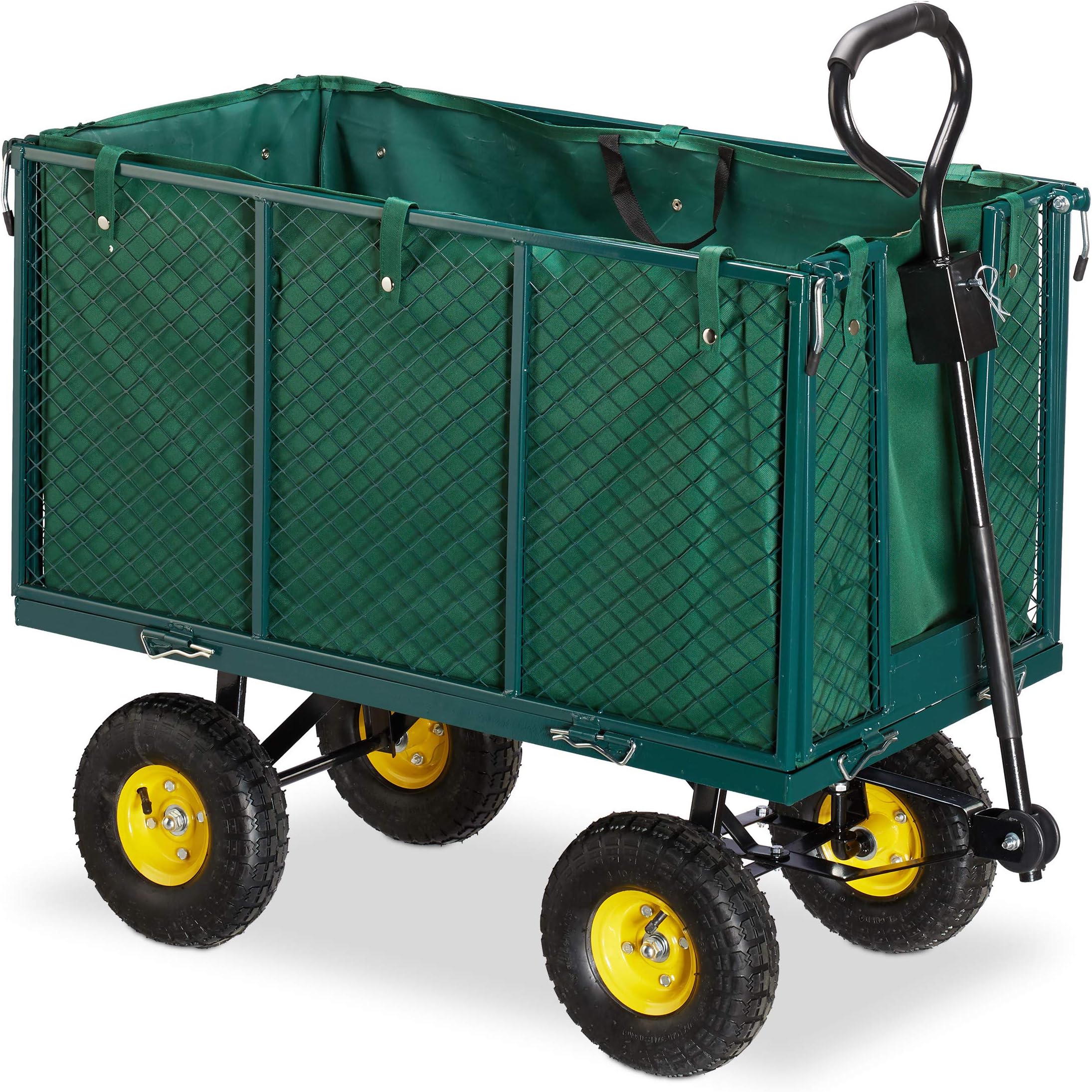 Relaxdays Garden Hand Cart, Large Trailer with Folding Side Panels ...