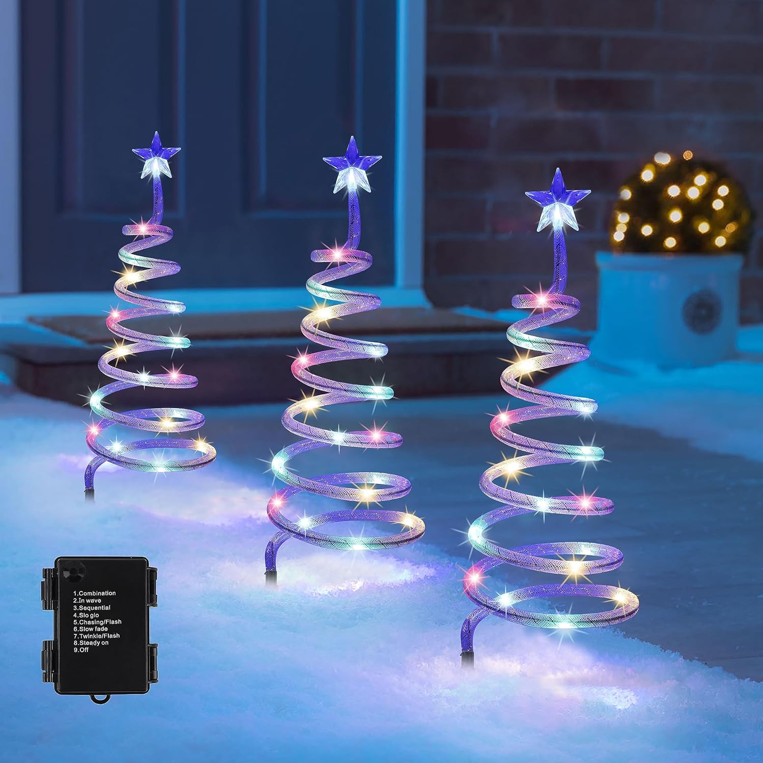 Amazon.com : Juegoal Lighted Spiral Christmas Trees 2 x 3 Pcs, 15 ...