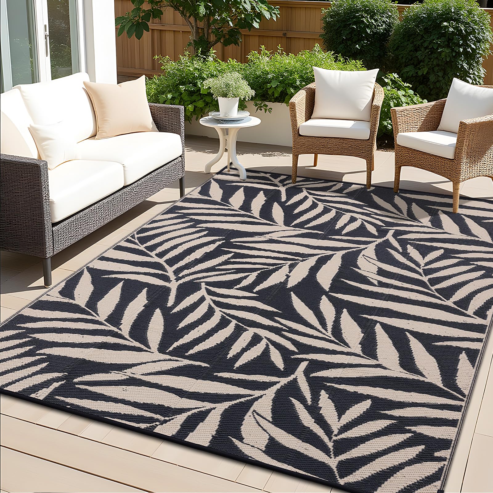 Amazon.com: OLANLY Waterproof Outdoor Rug 8x10 ft, Reversible Patio Rug ...