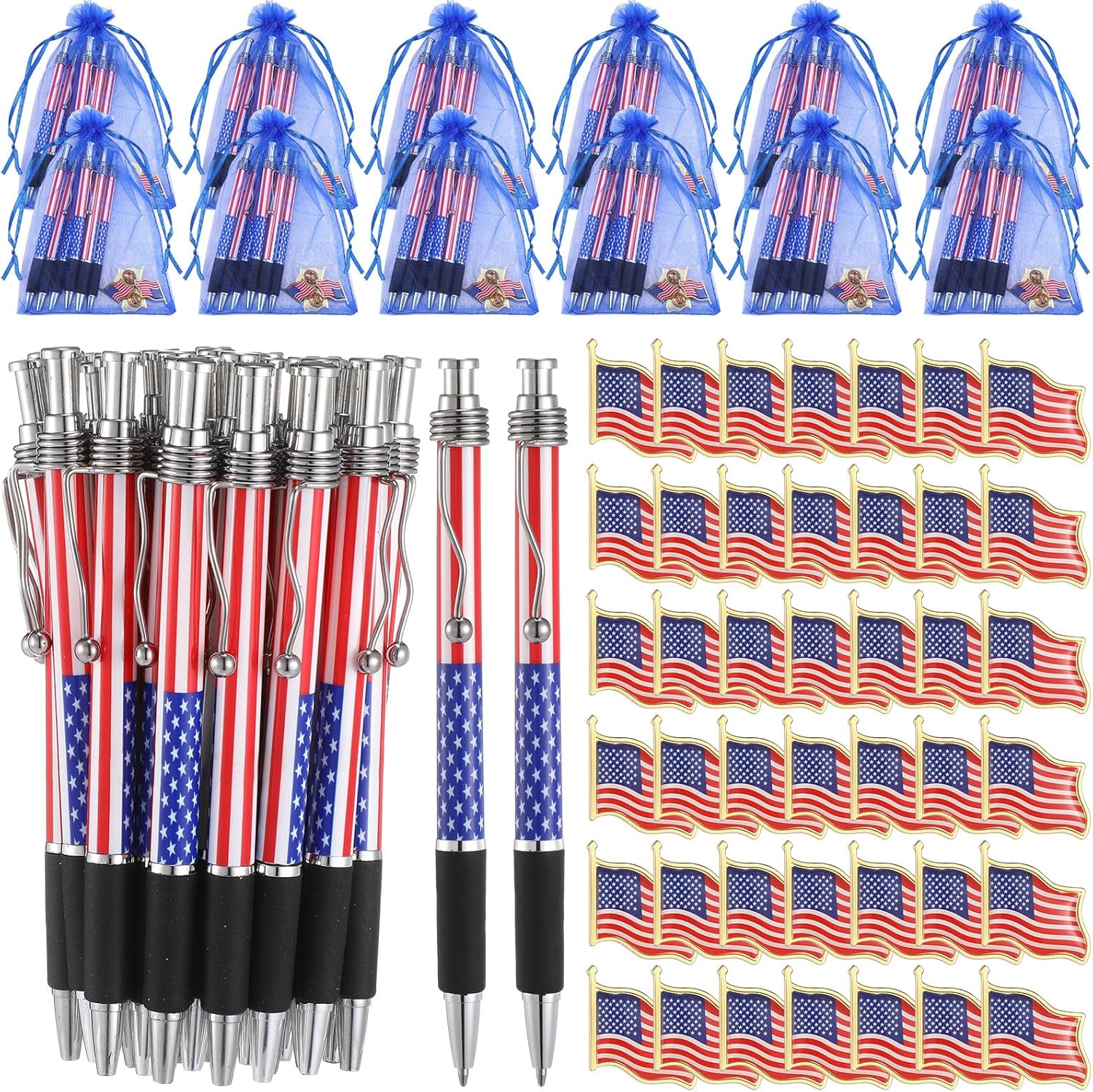 Amazon.com : Chivertion 600 Pcs 4th of July Pen American Flag Lapel ...