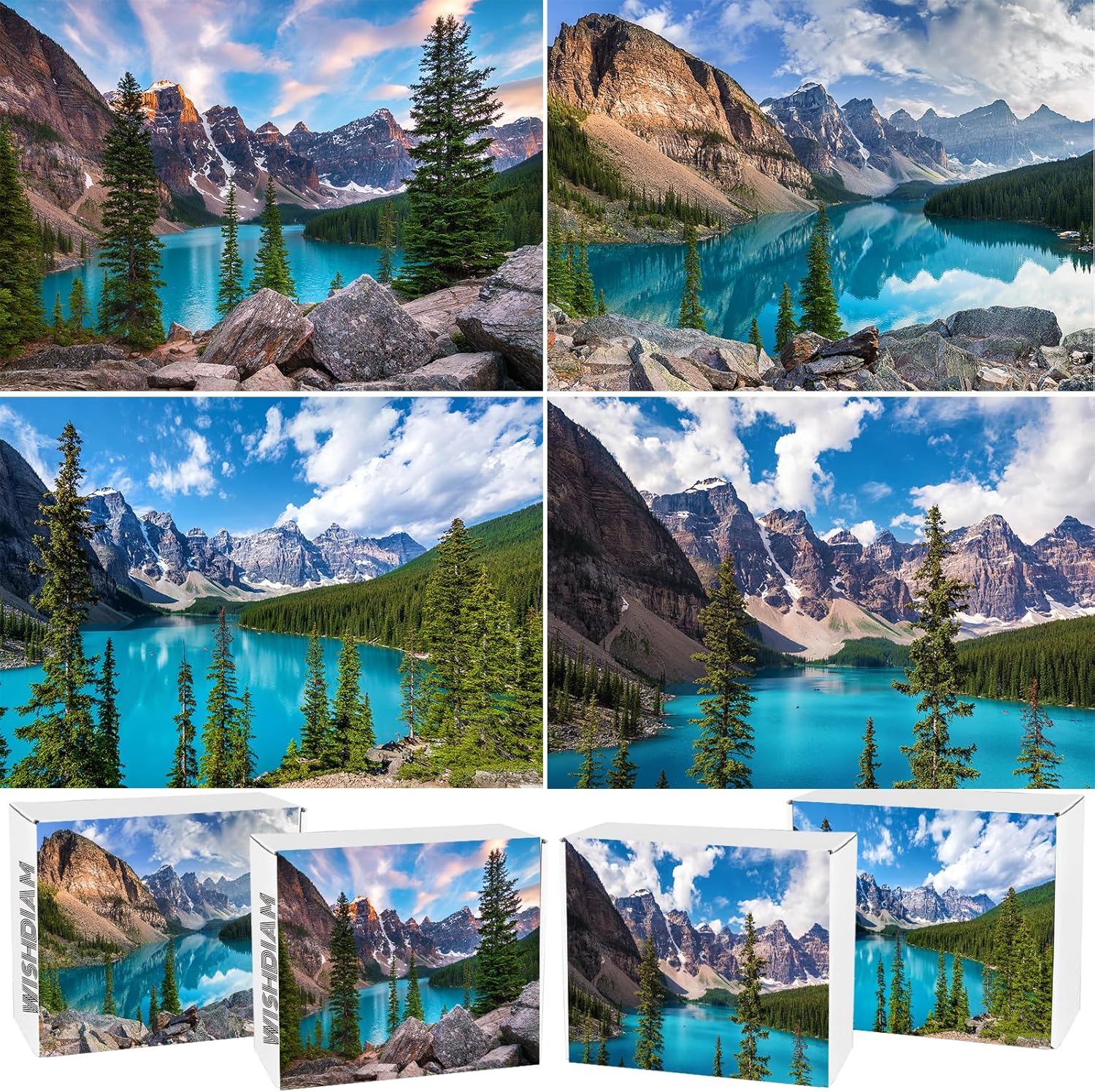 Amazon.com: WISHDIAM 4 Pack Moraine Lake Puzzles for Adults 1000 Pieces ...