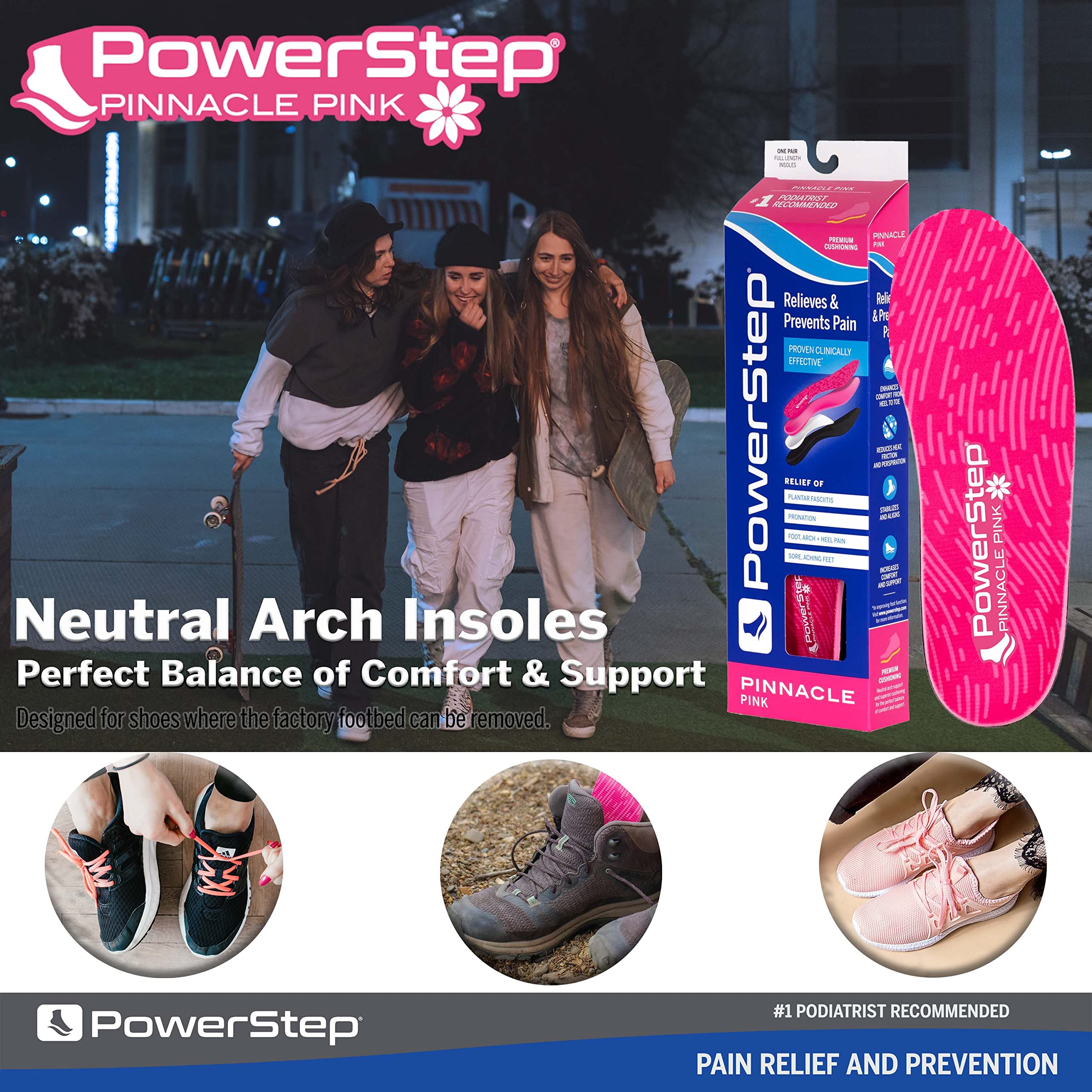Snapklik.com : Powerstep Pinnacle Pink Orthotics For Women - Arch ...