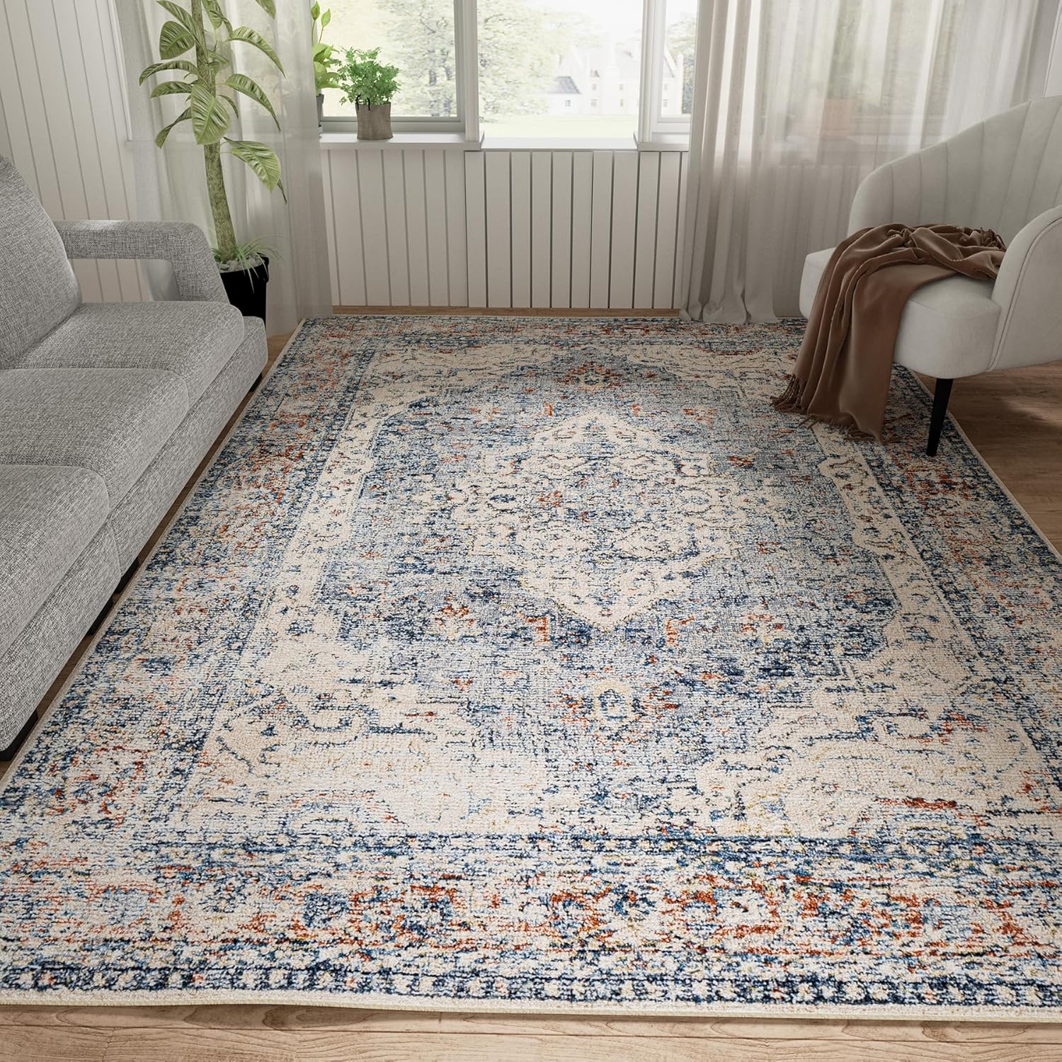 SUNJINDOJ Area Rugs 4x6 Thickened Non-Slip Backing Large Boho Washable ...