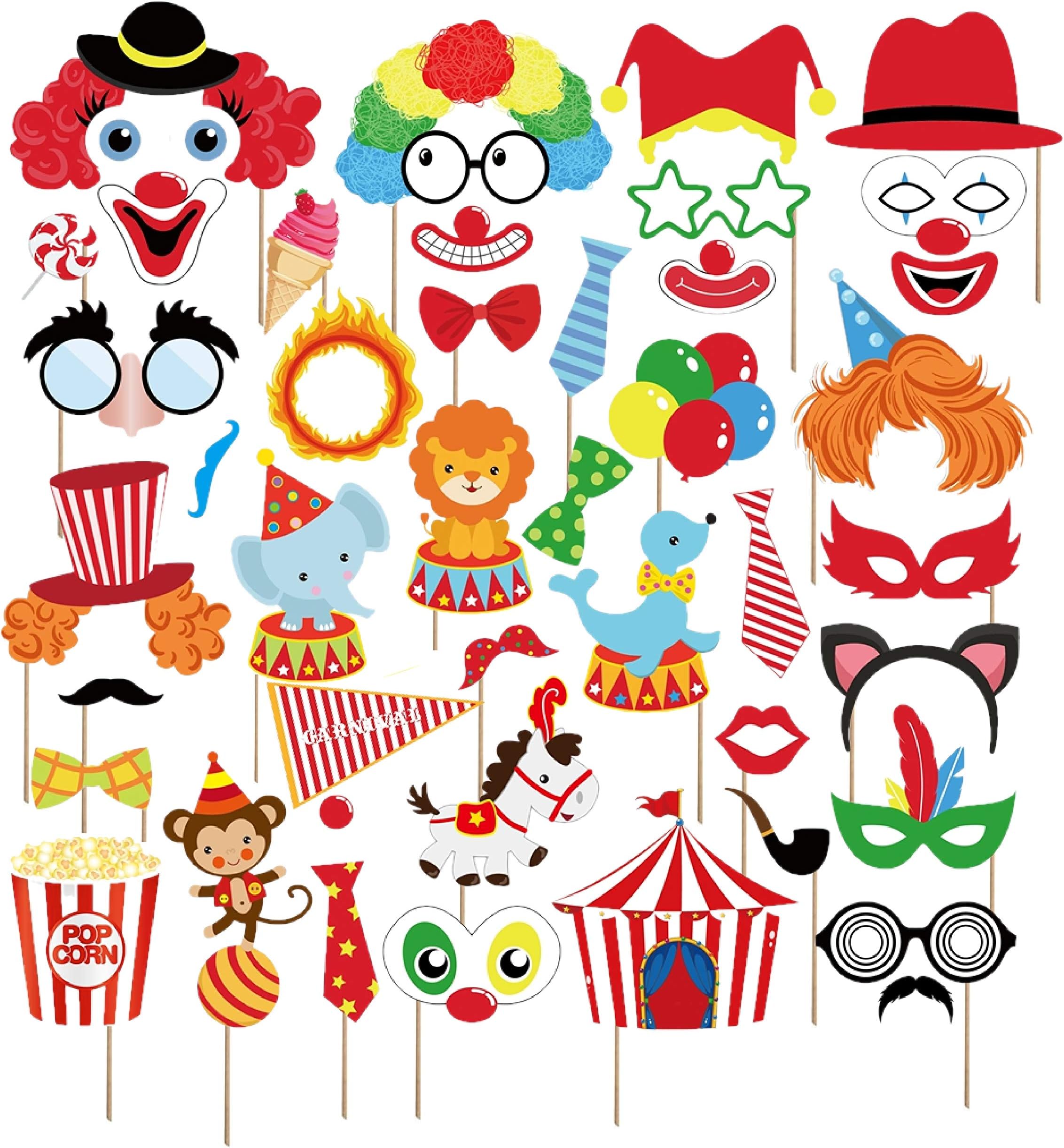 Amazon.com: PIPI 36pcs Circus Photo Booth Props with Sticker Funny ...