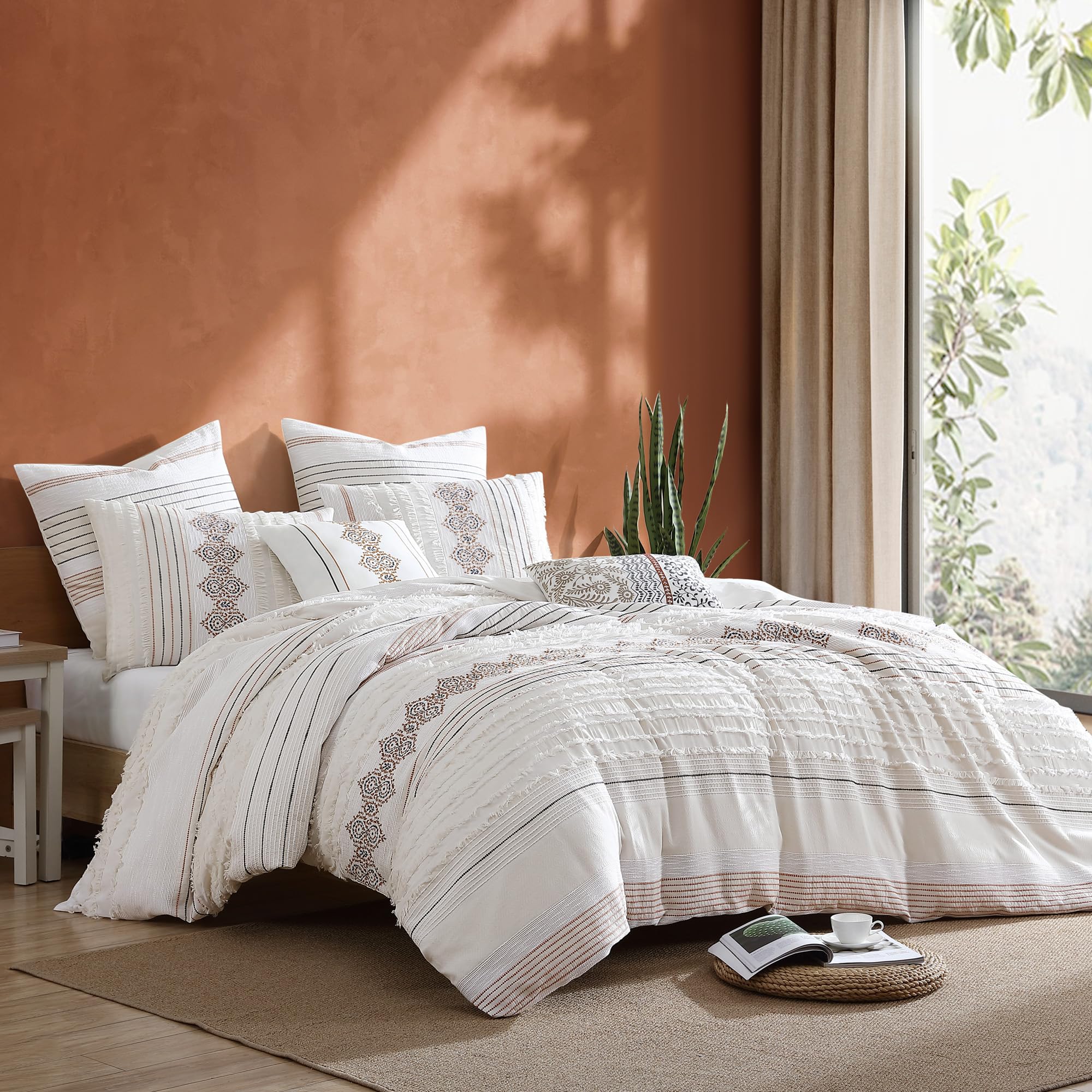 Riverbrook Home Andrew Comforter Set, White/Spice, Queen, 5 Piece Set