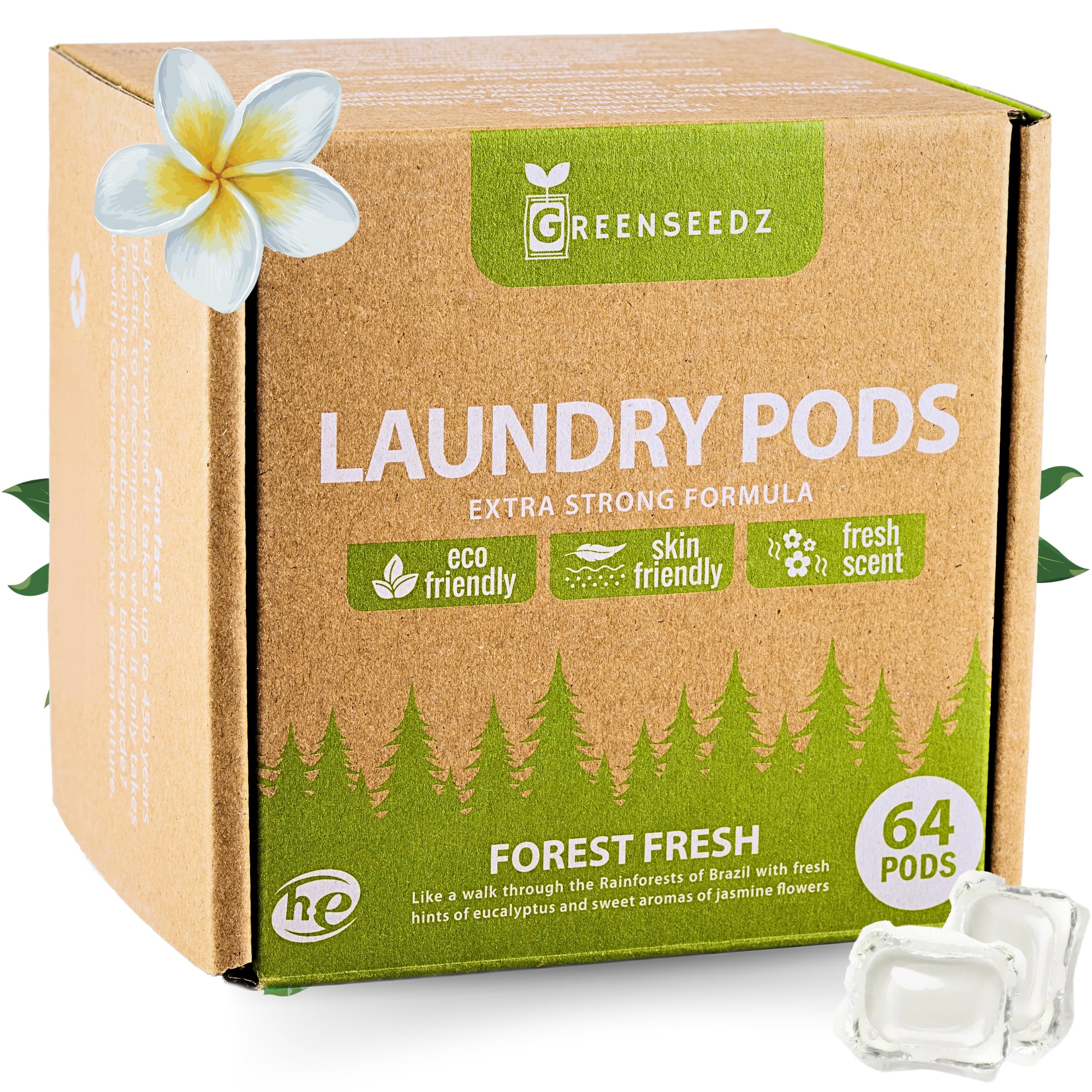 Amazon.com: Greenseedz Eco Friendly Laundry Detergent Pods, 64 Pacs ...