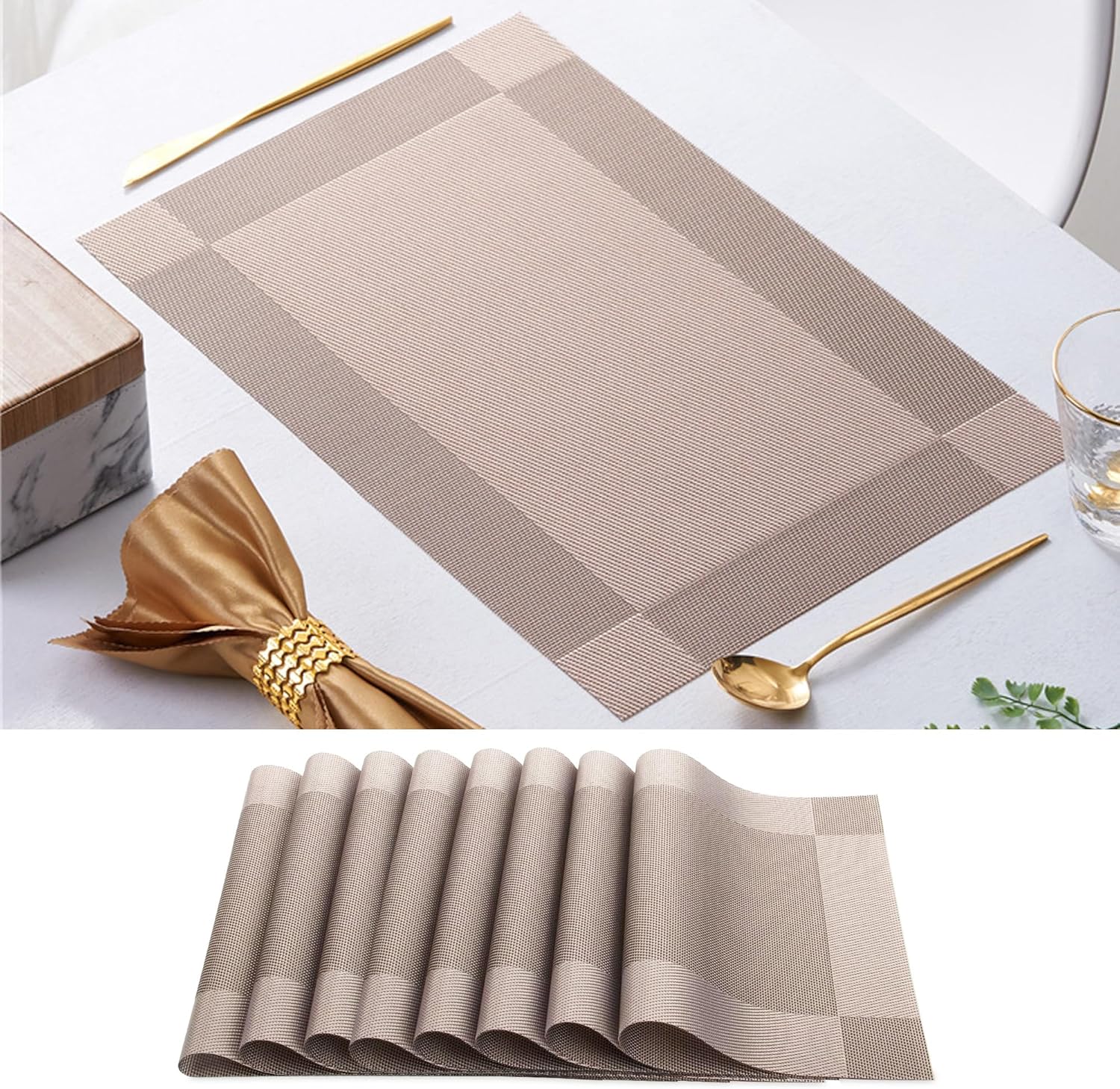 Placemats Set of 8, Heat and Stain Resistant Indoor/Outdoor Place mats ...
