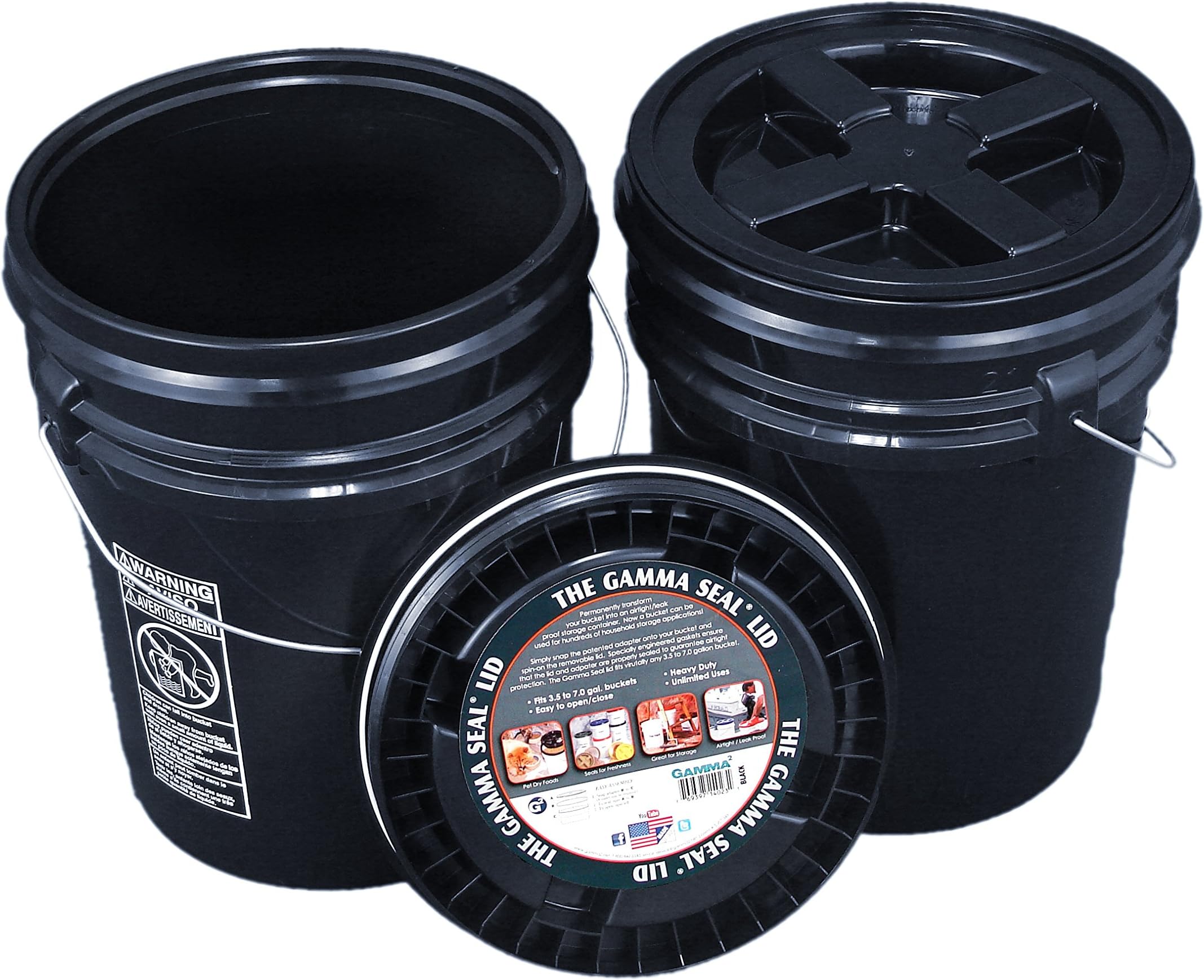 Amazon.com: Bucket Kit, 3.5 Gallon Bucket with Black Gamma Seal Screw ...