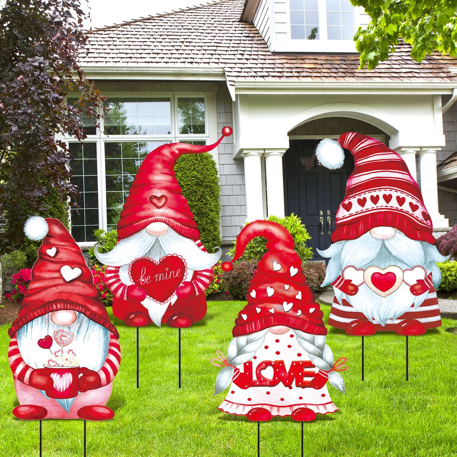 Amazon.com : Yaocom 4 Pcs Metal Valentine's Day Gnome Yard Sign with ...