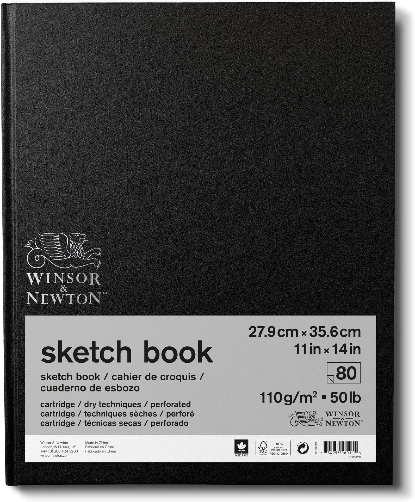Amazon.com: Winsor & Newton Classic Hard Bound Sketch Book, 11" x 14 ...