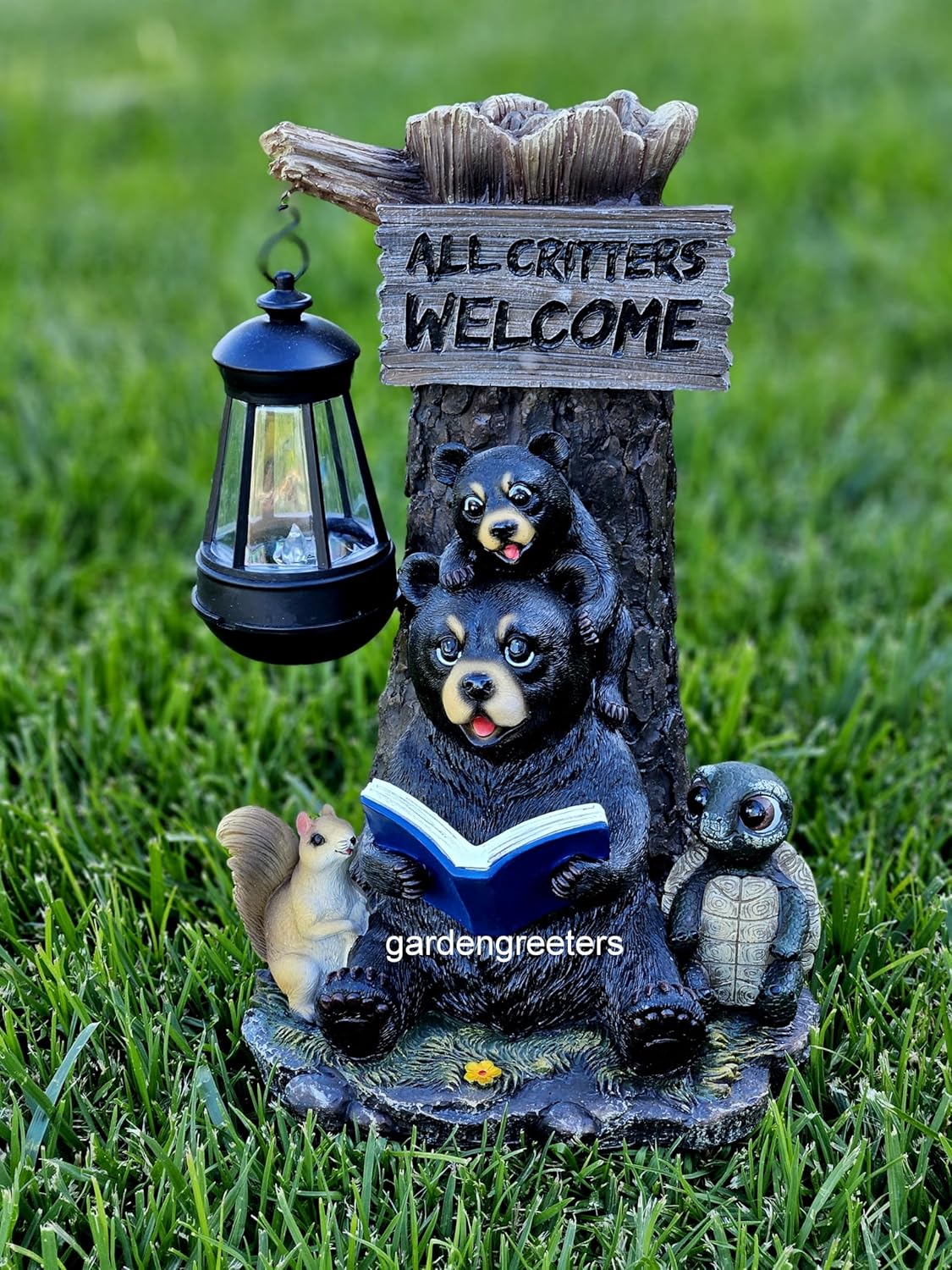 Bear Cubs with Solar Light Statue Solar Bear Lantern Figurine Rascal ...