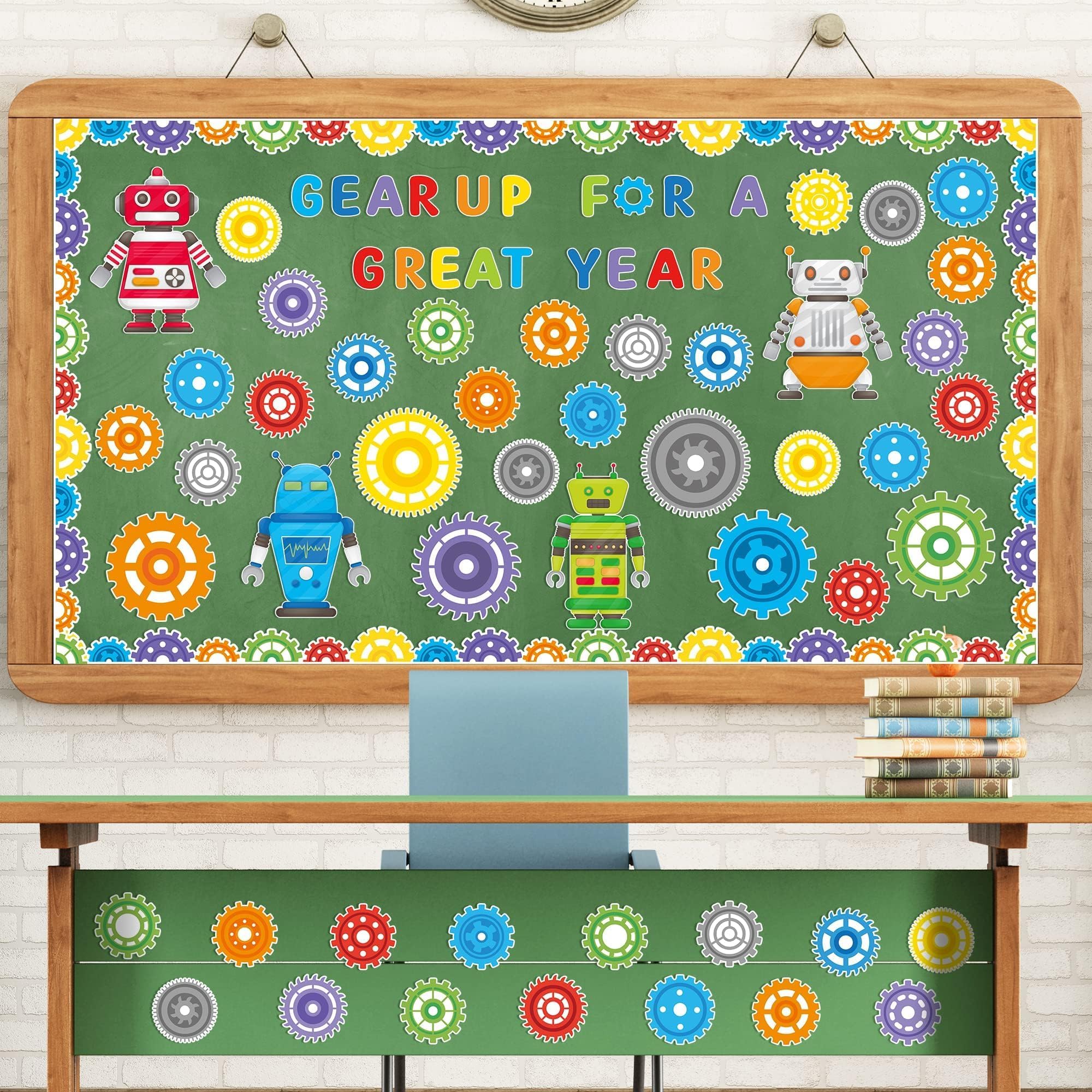 Snapklik.com : Back To Scho 129Pcs Gear Robot Bulletin Board Cutouts ...