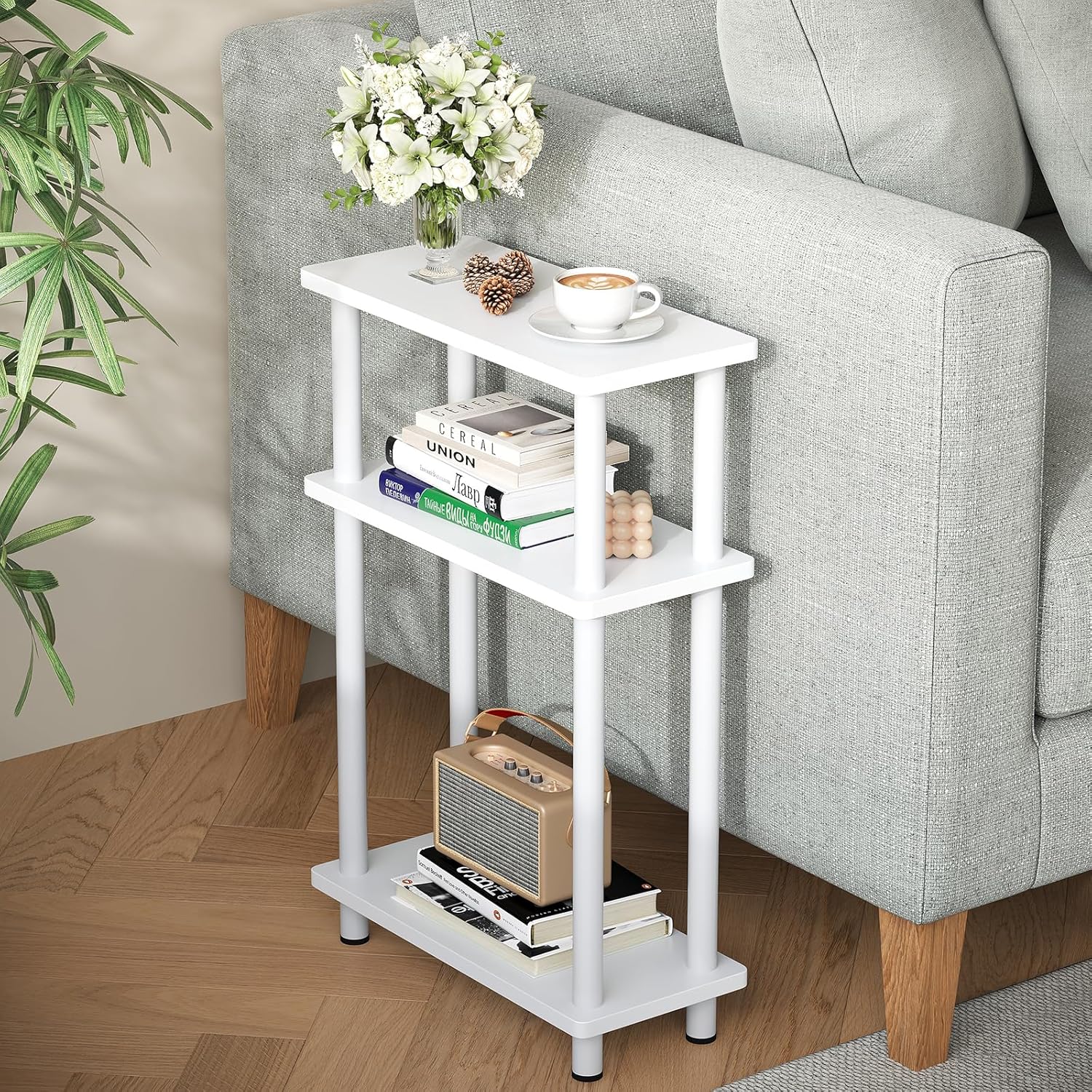 Amazon.com: Apicizon Small Narrow Side Table, 3-Tier Skinny End Table ...