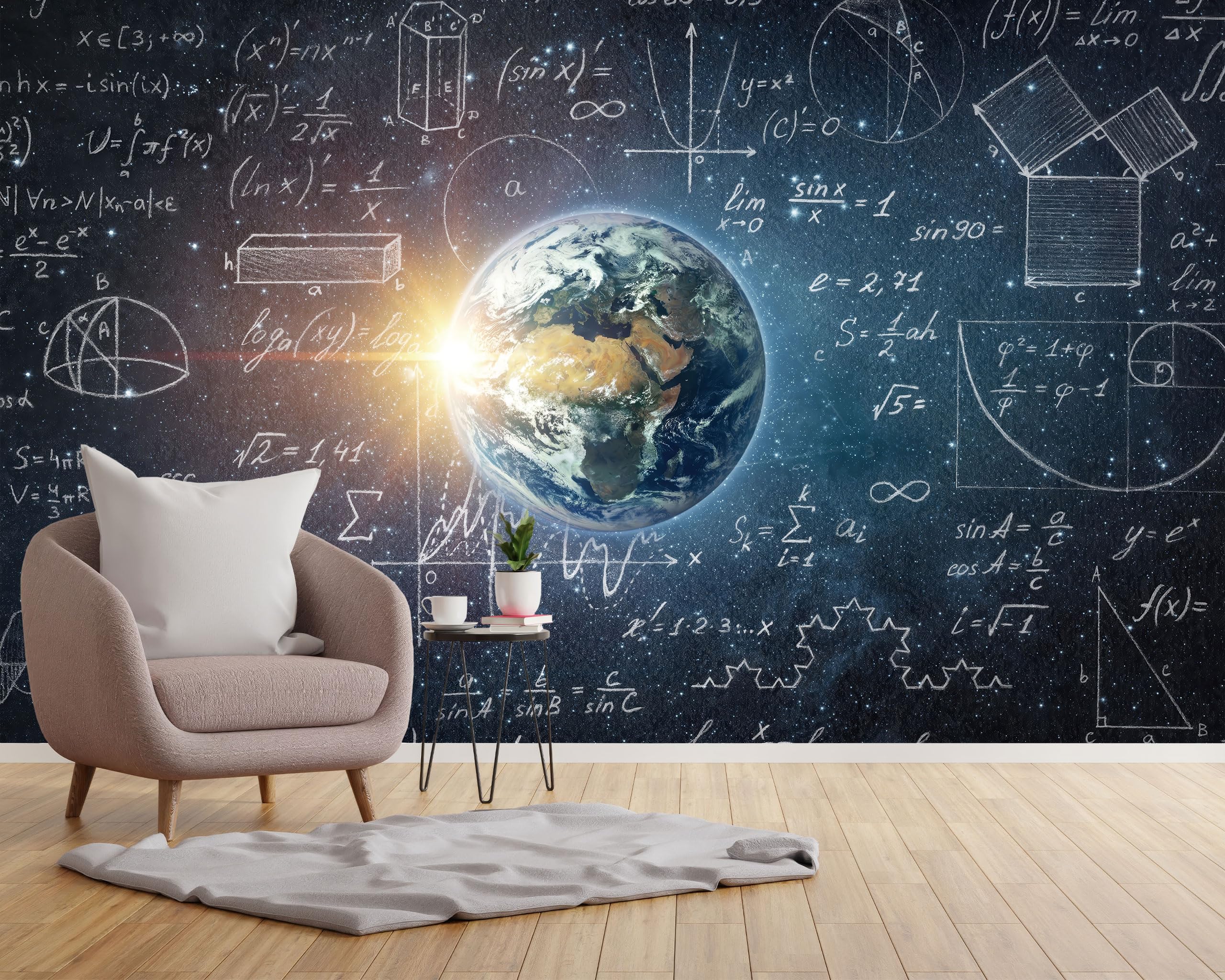 FLFK Math Equations, Earth Mural Wallpaper, Peel and Stick, 12.9 ft W x ...