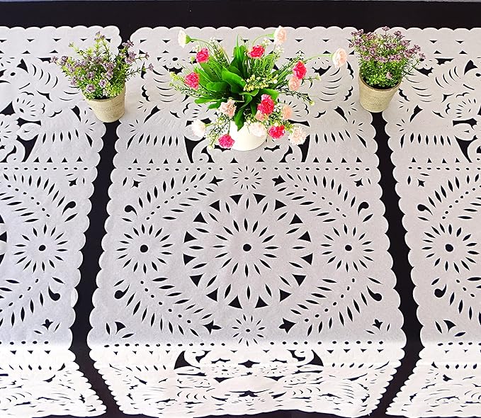 Amazon.com: 5 White Table Runners, Mexican Wedding Decoration, Papel ...