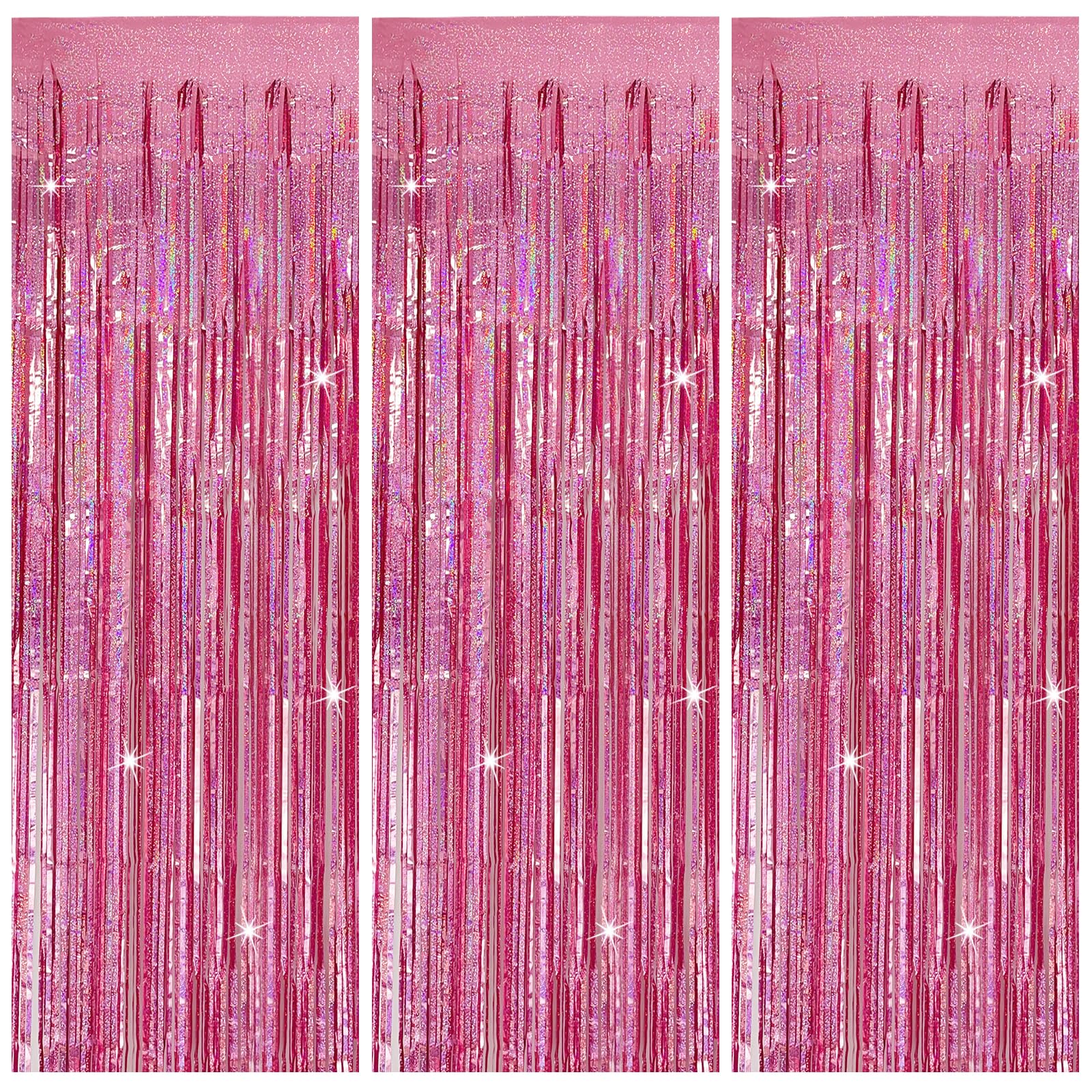 Snapklik.com : 3 Pack Pink Backdrop Party Decorations Tinsel Curtain ...