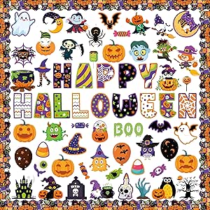 Amazon.com: 81 Pcs Happy Halloween Cutouts for Bulletin Board Decor Set ...