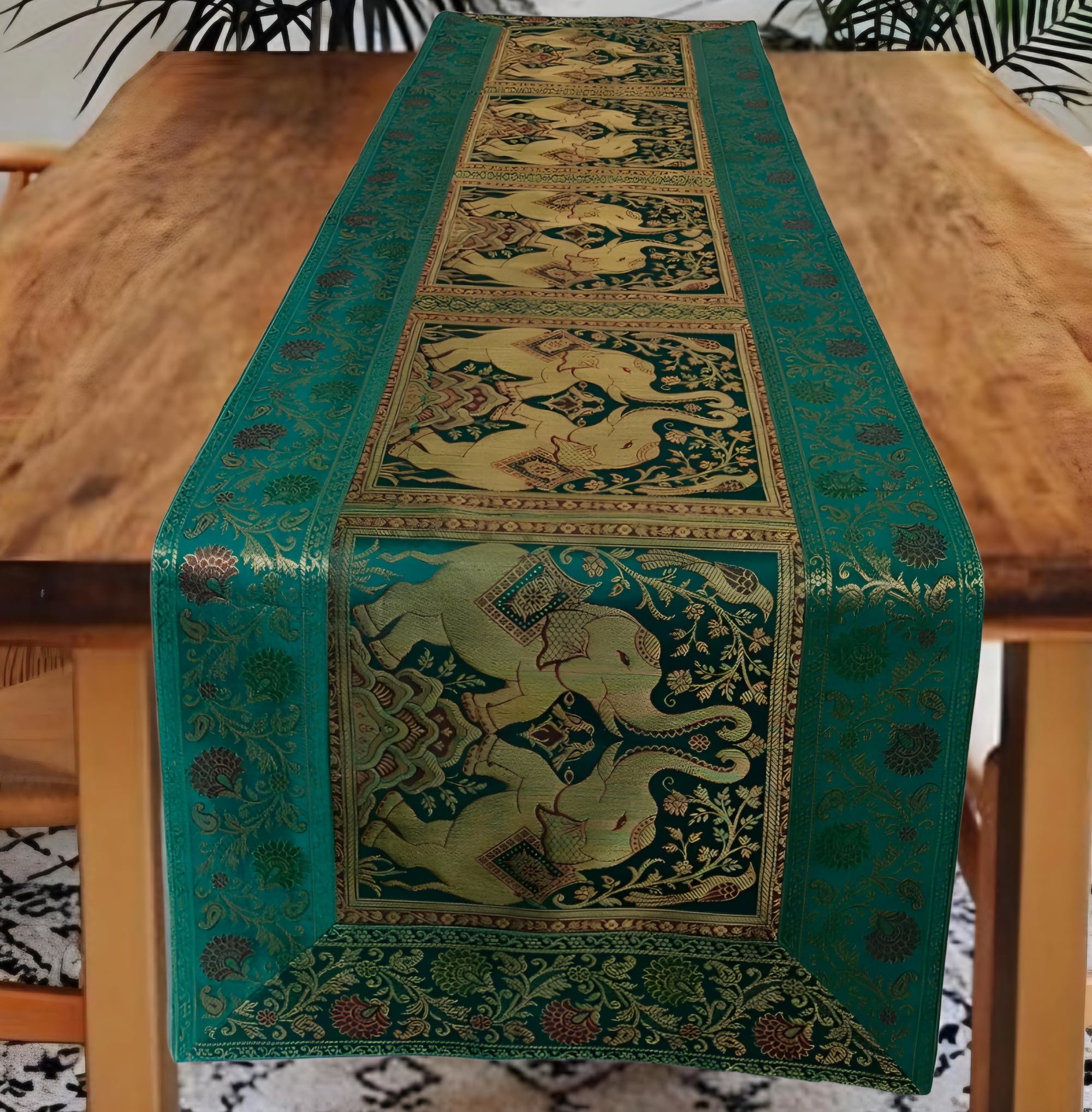 Amazon.com: Indian Decor Silk Table Runner, Farmhouse Table Runner ...
