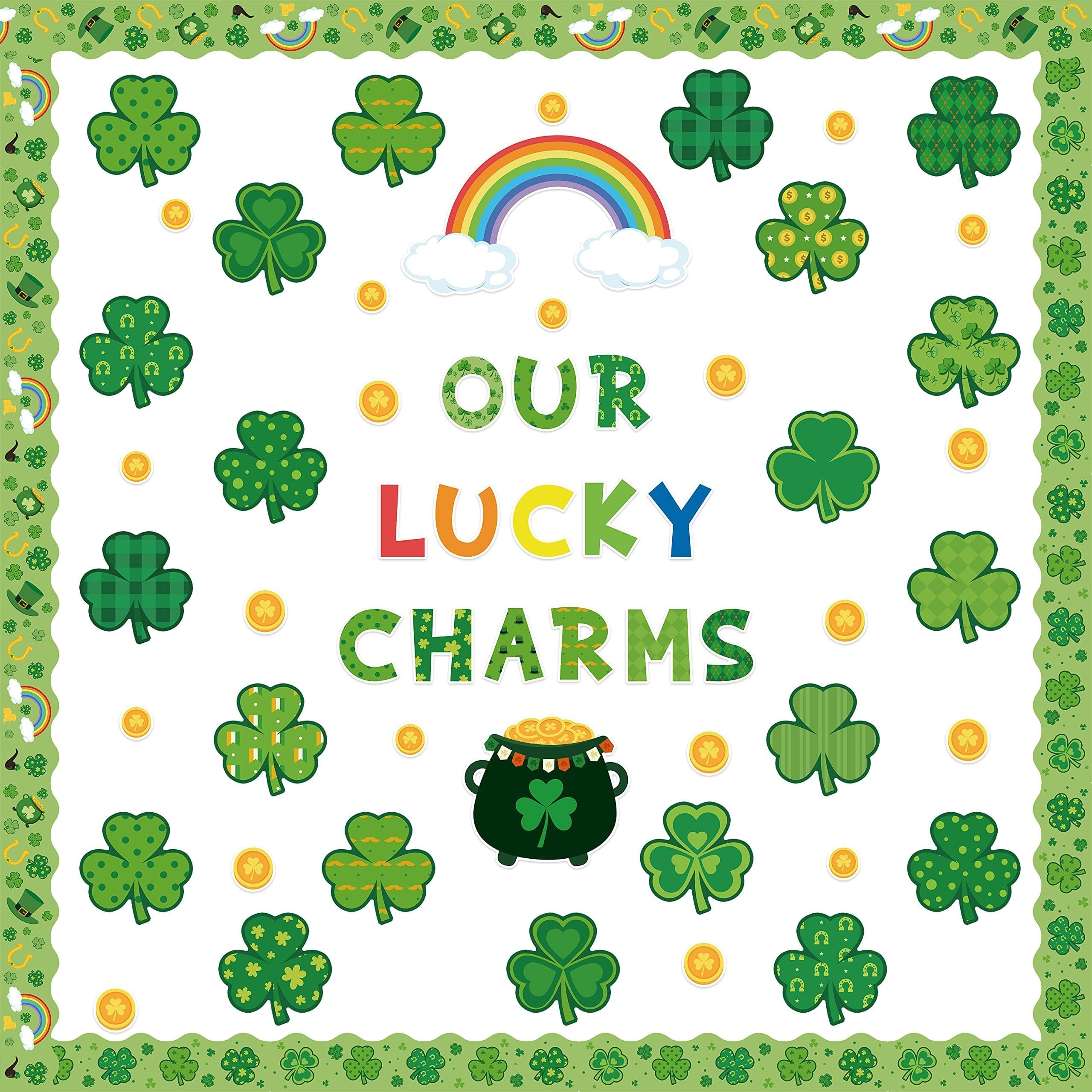 Amazon.com: AsodSway St. Patrick's Day Shamrock Bulletin Board Cutouts ...