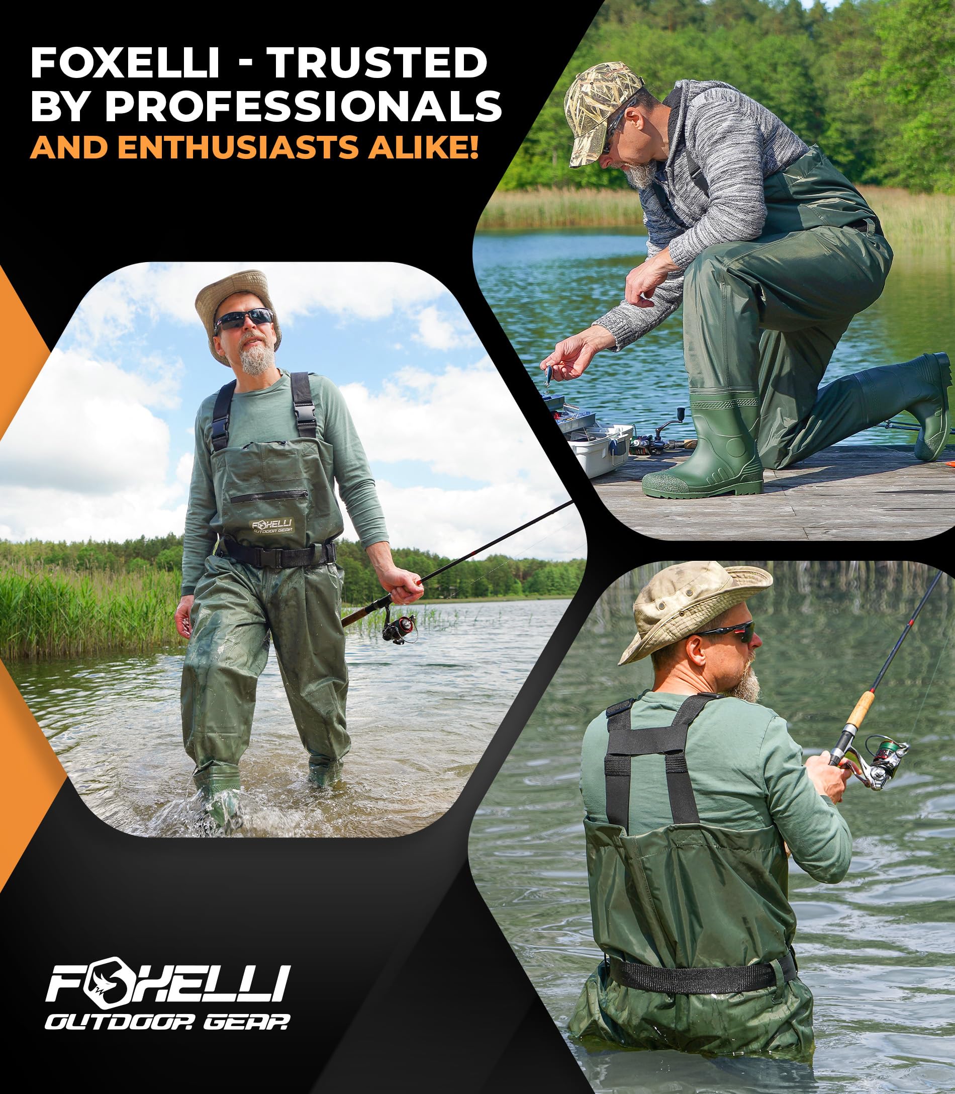 Snapklik.com : Foxelli Chest Waders Waterproof 2-ply Nylon/PVC Camo ...