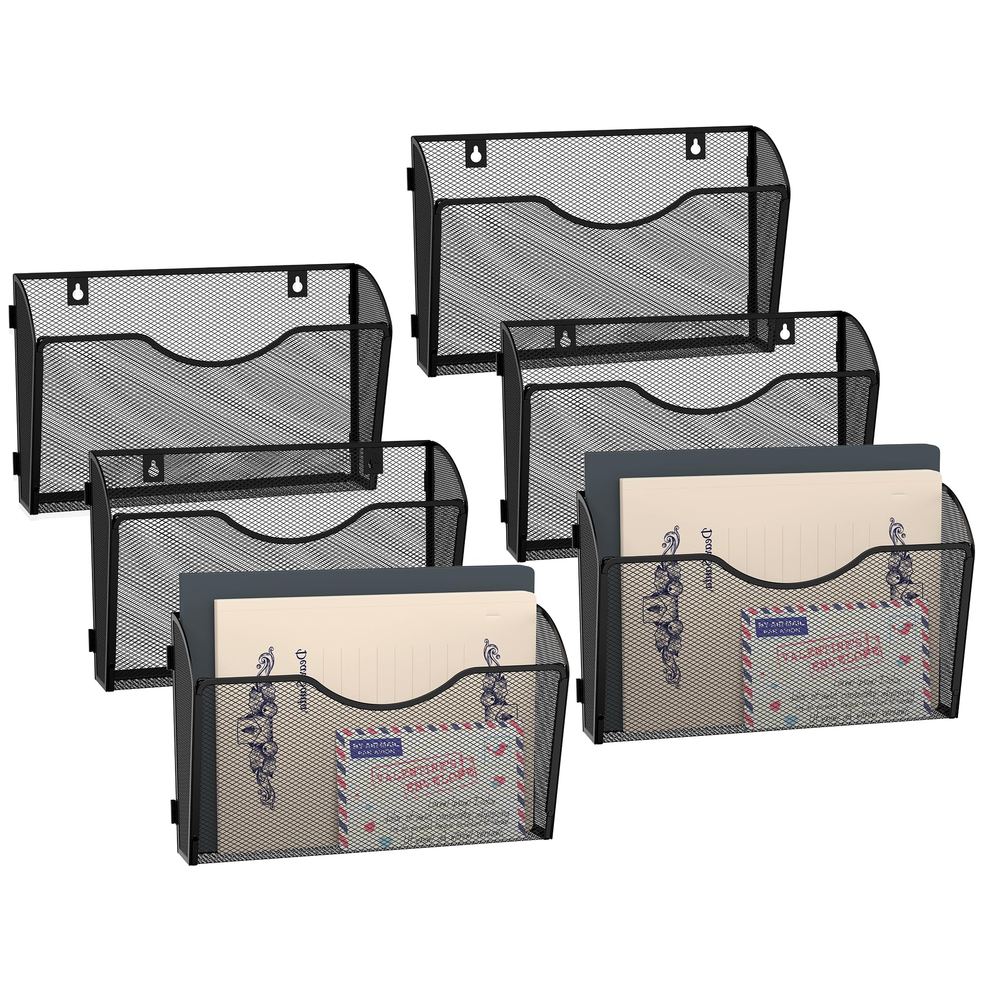 Amazon.com : DALTACK 6 Pockets Mesh Wall File Organizer, Hanging File ...