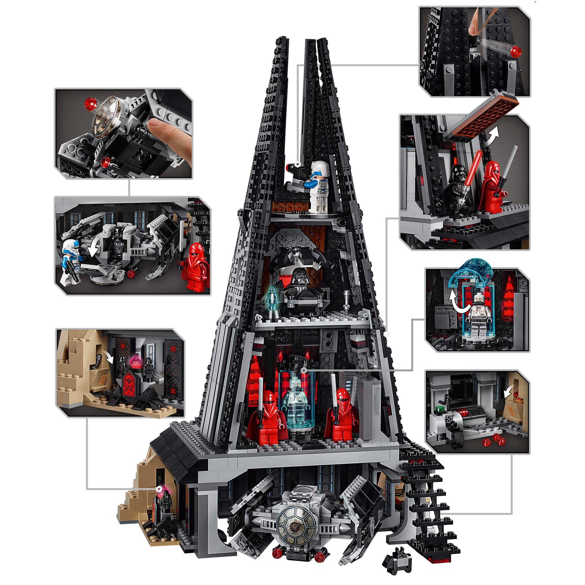 LEGO 75251 Star Wars Darth Vader's Castle, Buildable TIE Fighter, 2 x ...