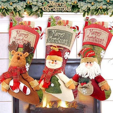 Amazon.com: COOLWUFAN Christmas Stocking, 4 Pack 19'' Xmas Stockings ...
