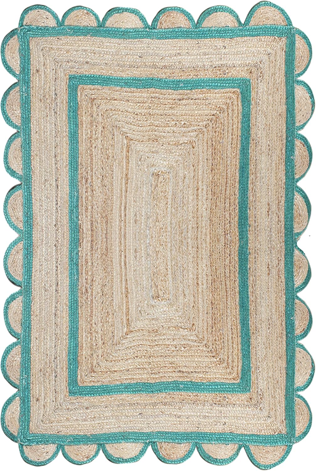 Amazon.com: CASAVANI Scalloped Area Rug, Natural Jute Fiber Rug, 5x8 Ft ...