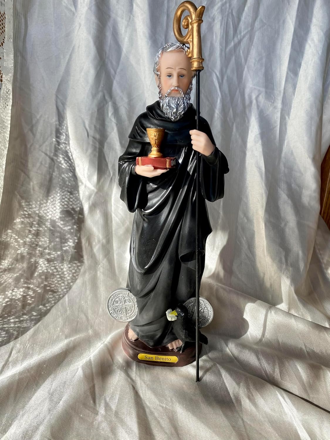 Amazon.com: Saint Benedict Statue Estatua San St. Benito in Resin Holy ...