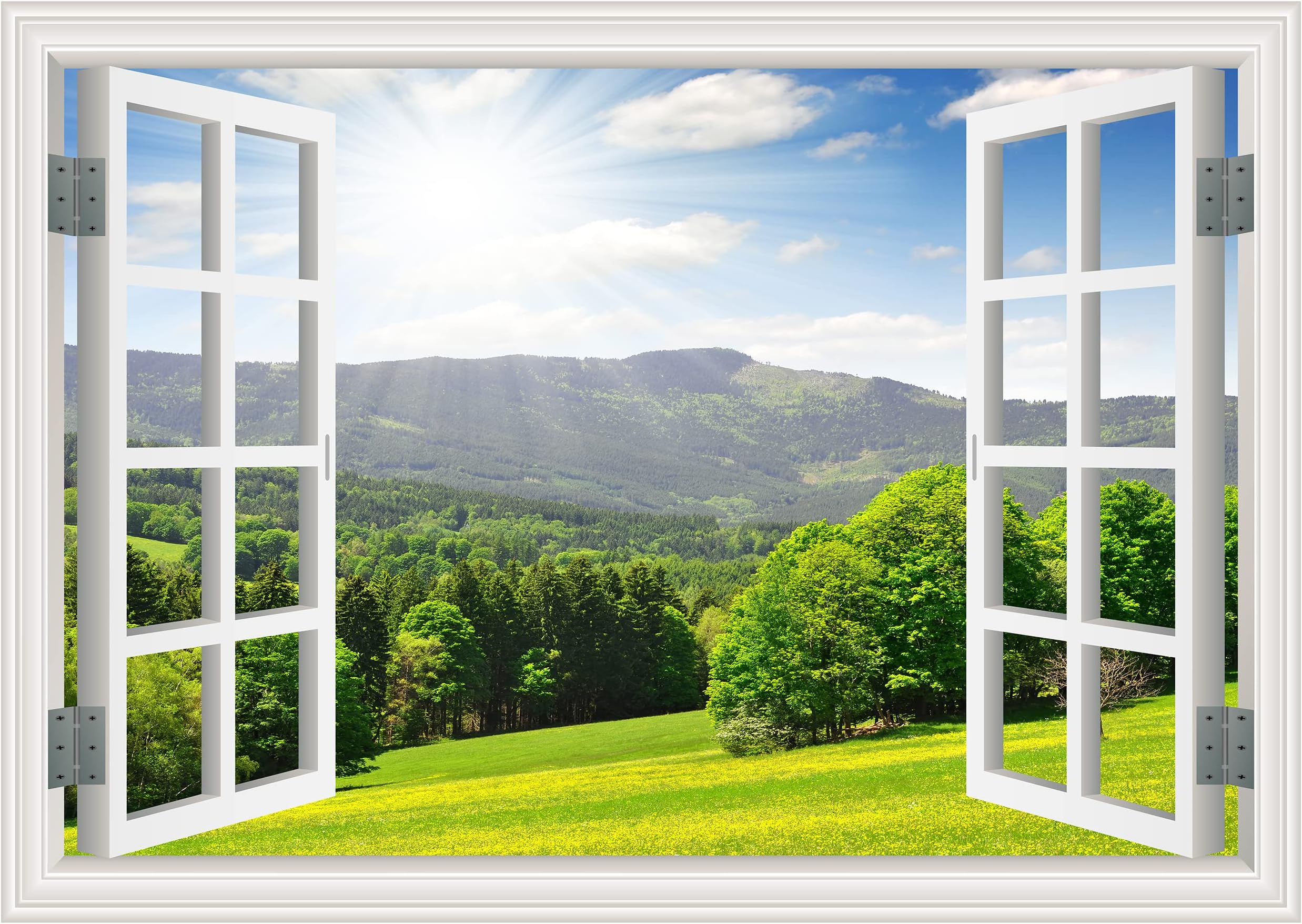 Amazon.com: Flower Garden Landscape Window 3D Wall Decal Art Removable ...