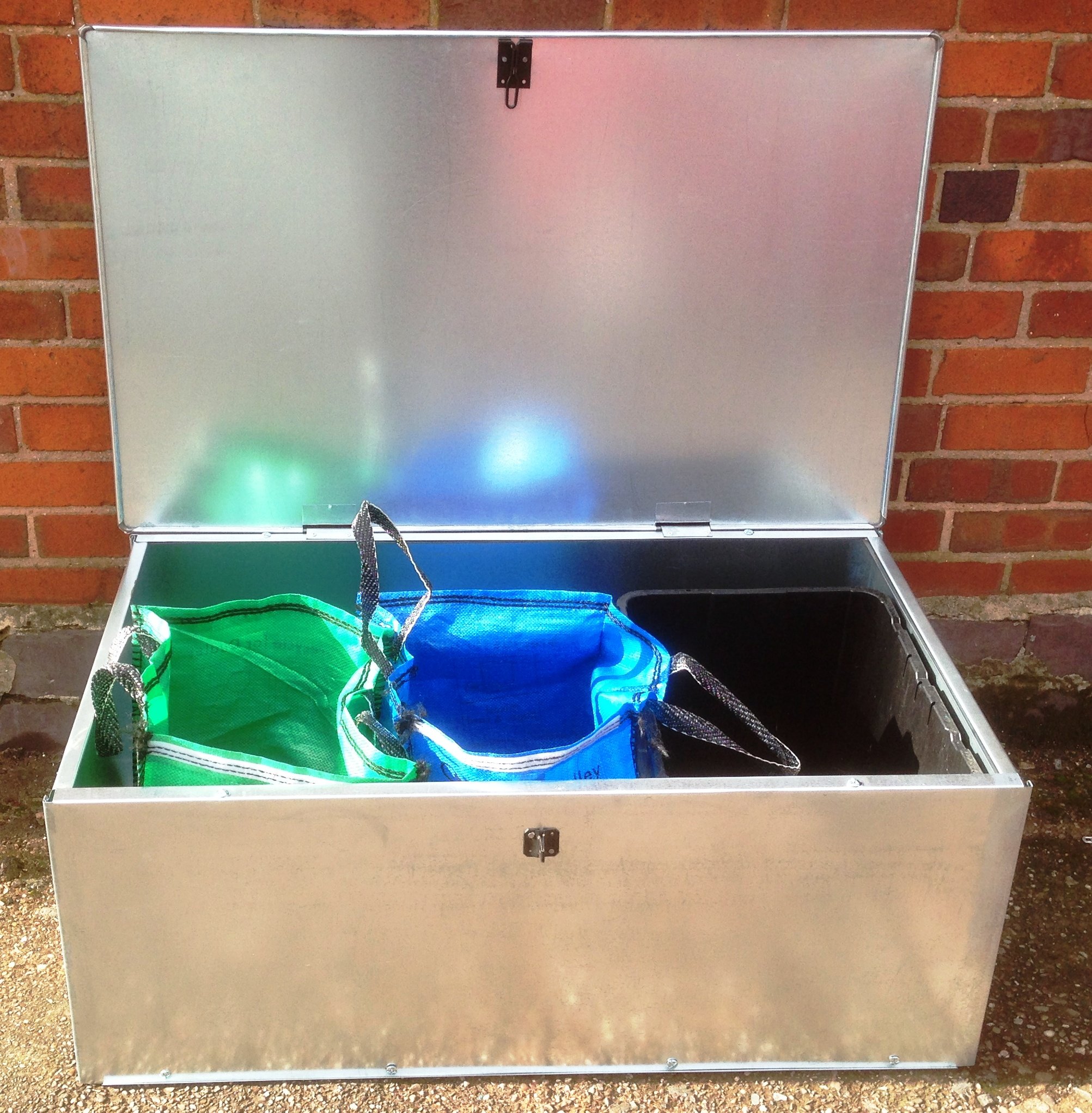 ASA METAL PRODUCTS Galvanised recycling bin storage box. RUBBISH WASTE ...