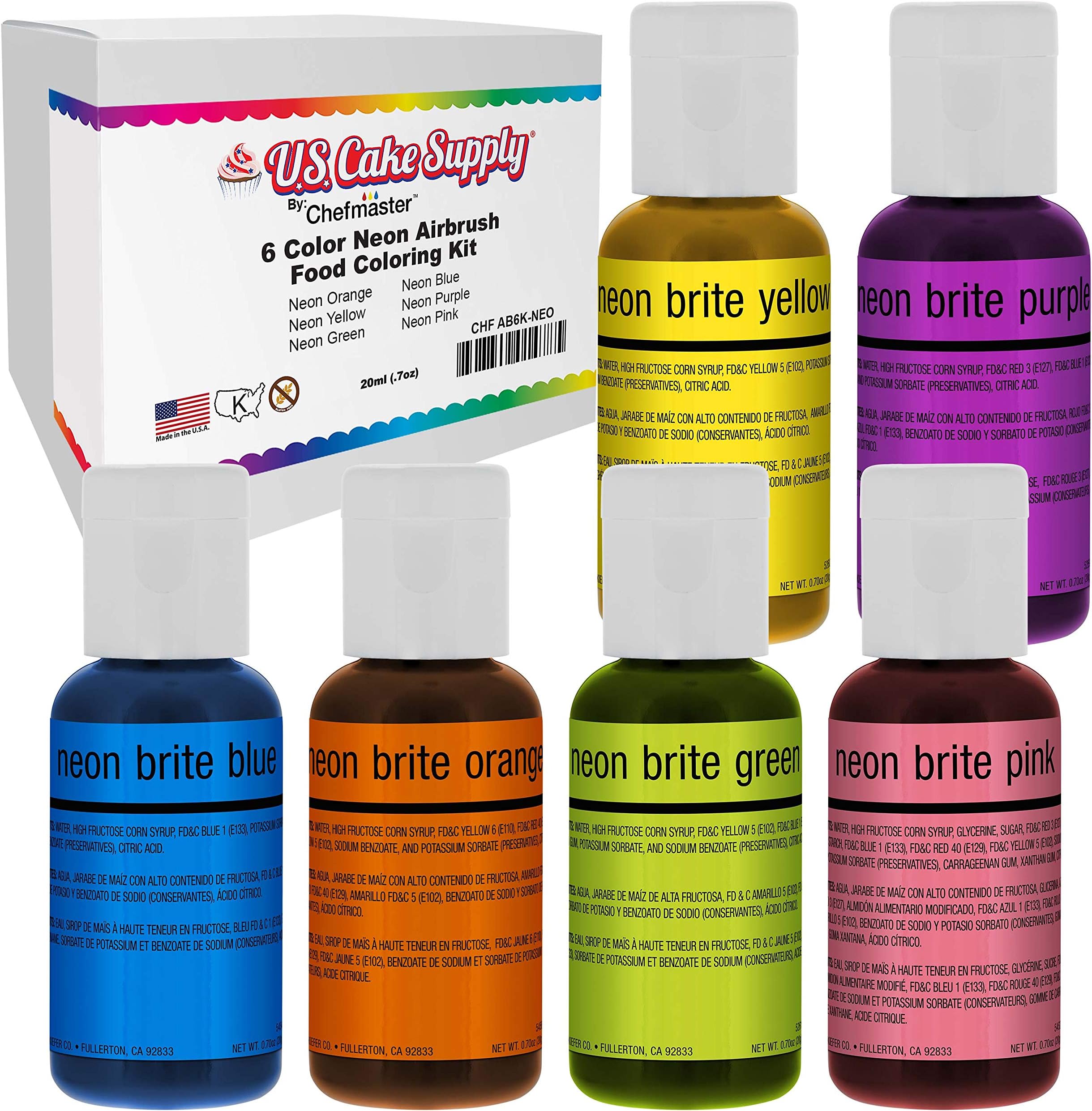 Amazon.com : 6 Color Cake Food Coloring Liqua-Gel Decorating Baking ...