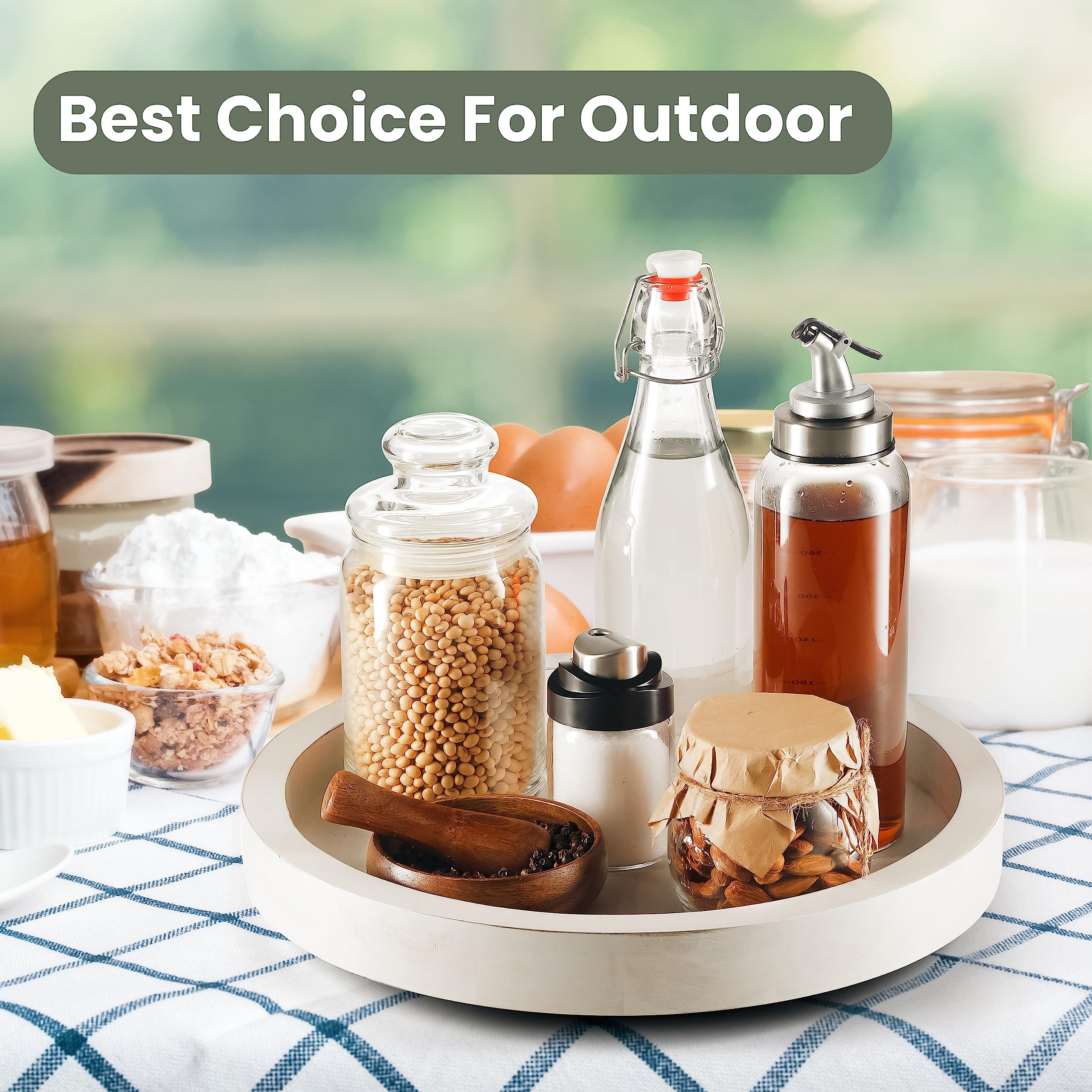 Snapklik.com : TIDITA 10" White Acacia Wood Lazy Susan Organizer For ...