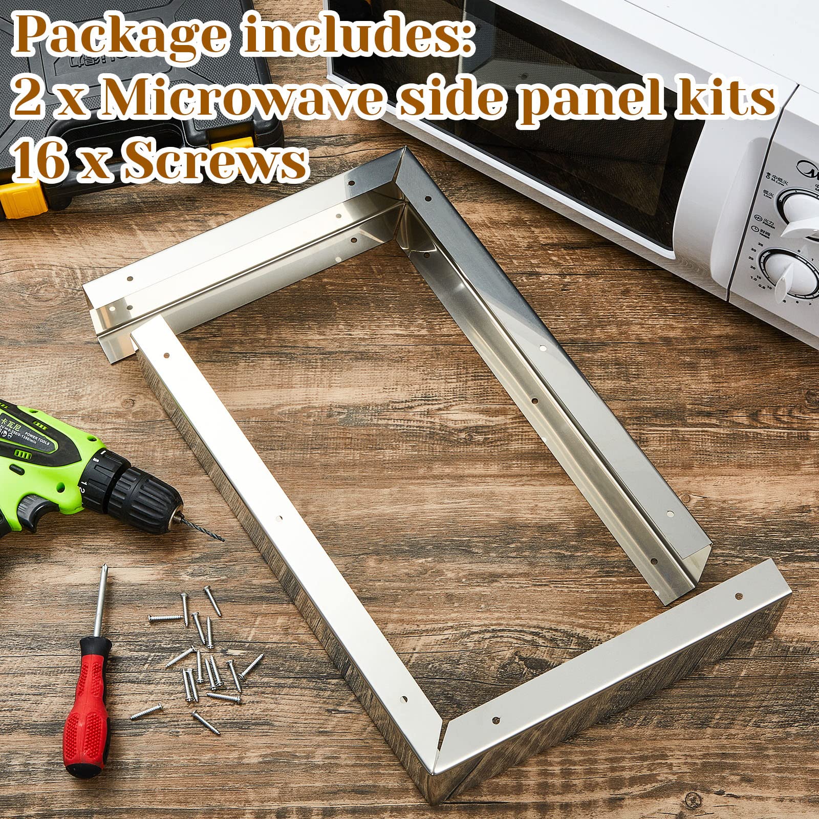 2 Pieces Stainless Steel Microwave Trim Kit Microwave Side Panel Kit ...