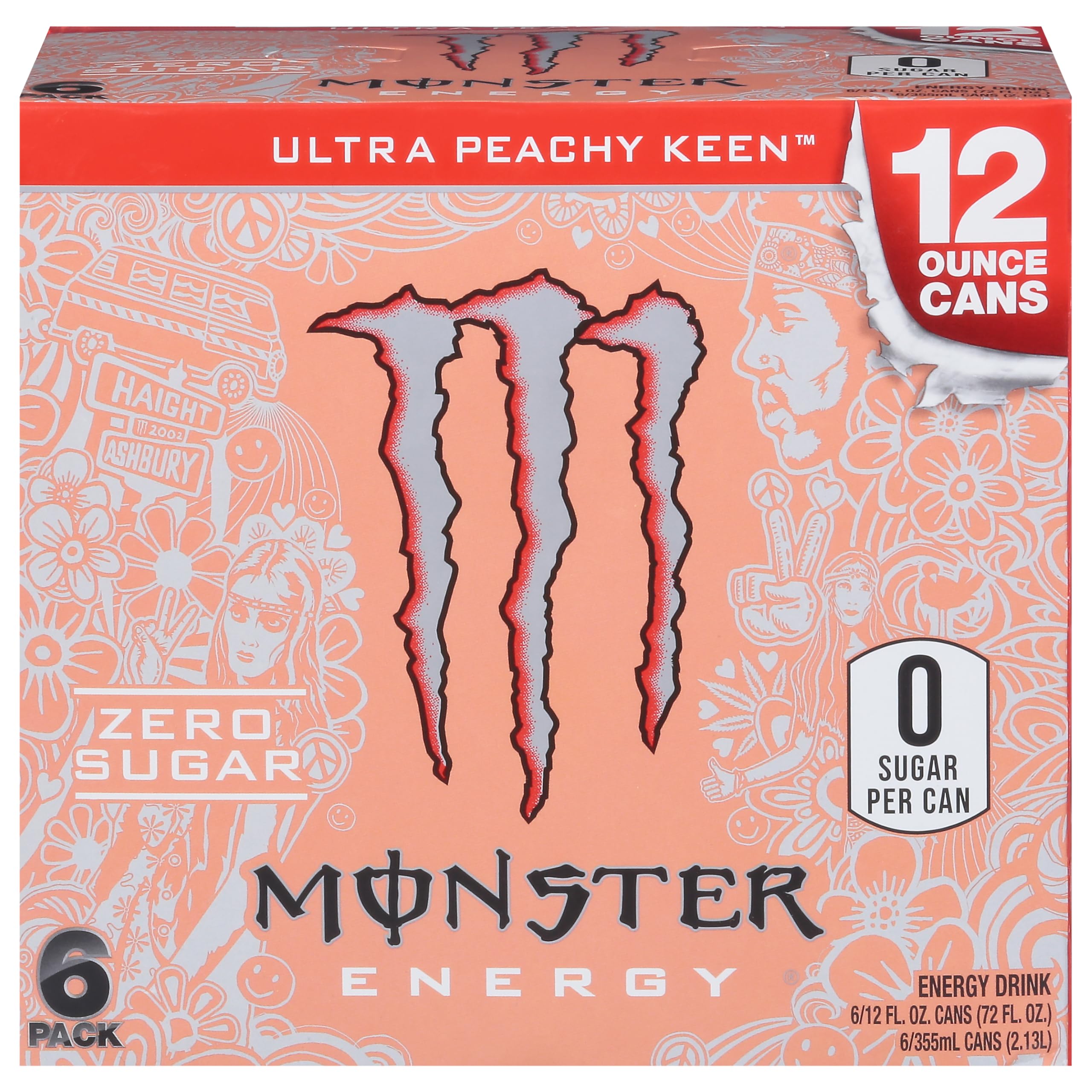 Amazon.com : Monster, Energy Ultra Peachy Keen, 6pk, 12 Fl Oz : Grocery ...