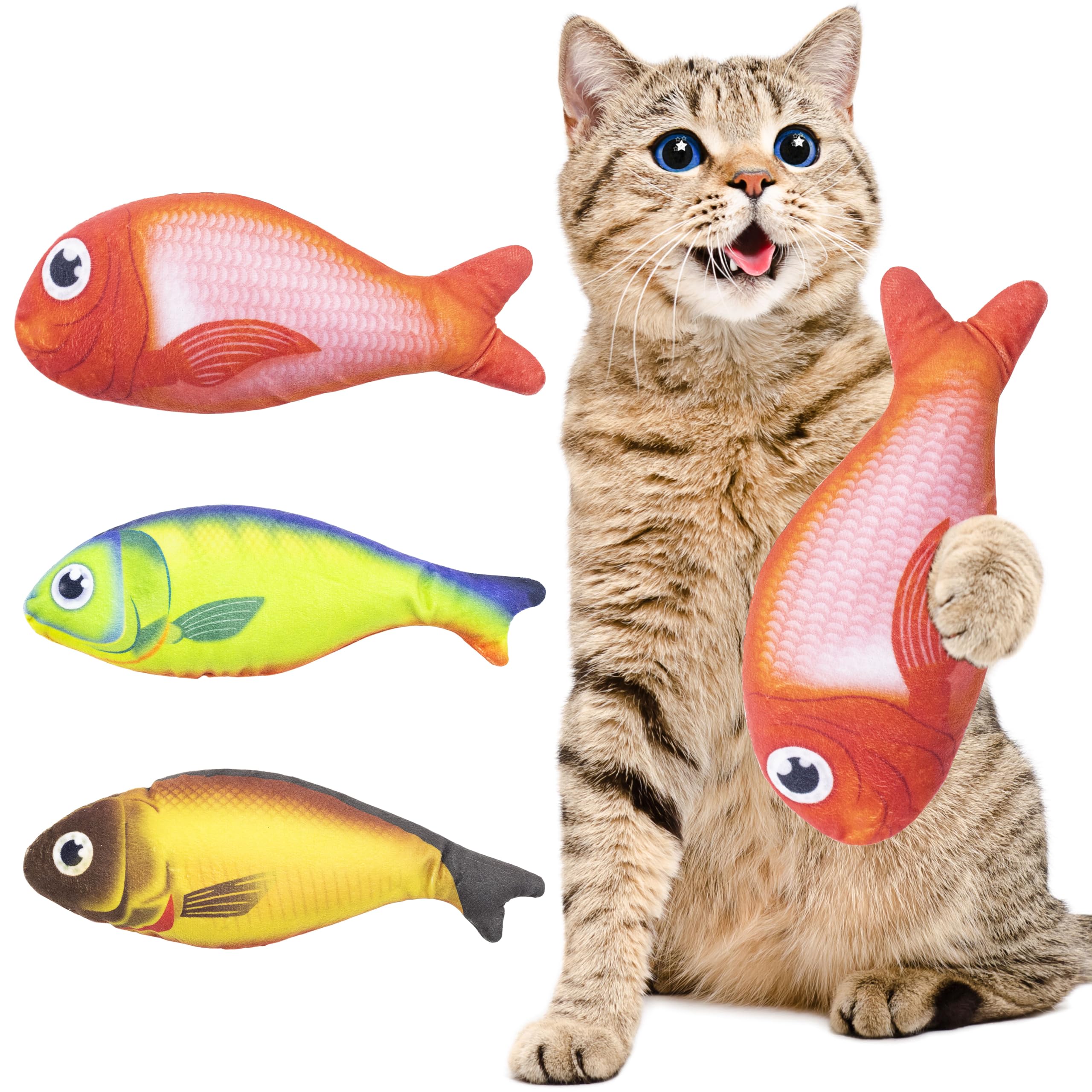 Amazon.com : Maiiu Soft Catnip Toys Fish, 3 Pack Bell Sound Cat Toys ...