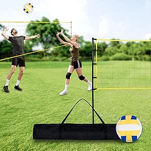 Amazon.com : Heavy Duty Volleyball Net Set - Official Size Portable ...