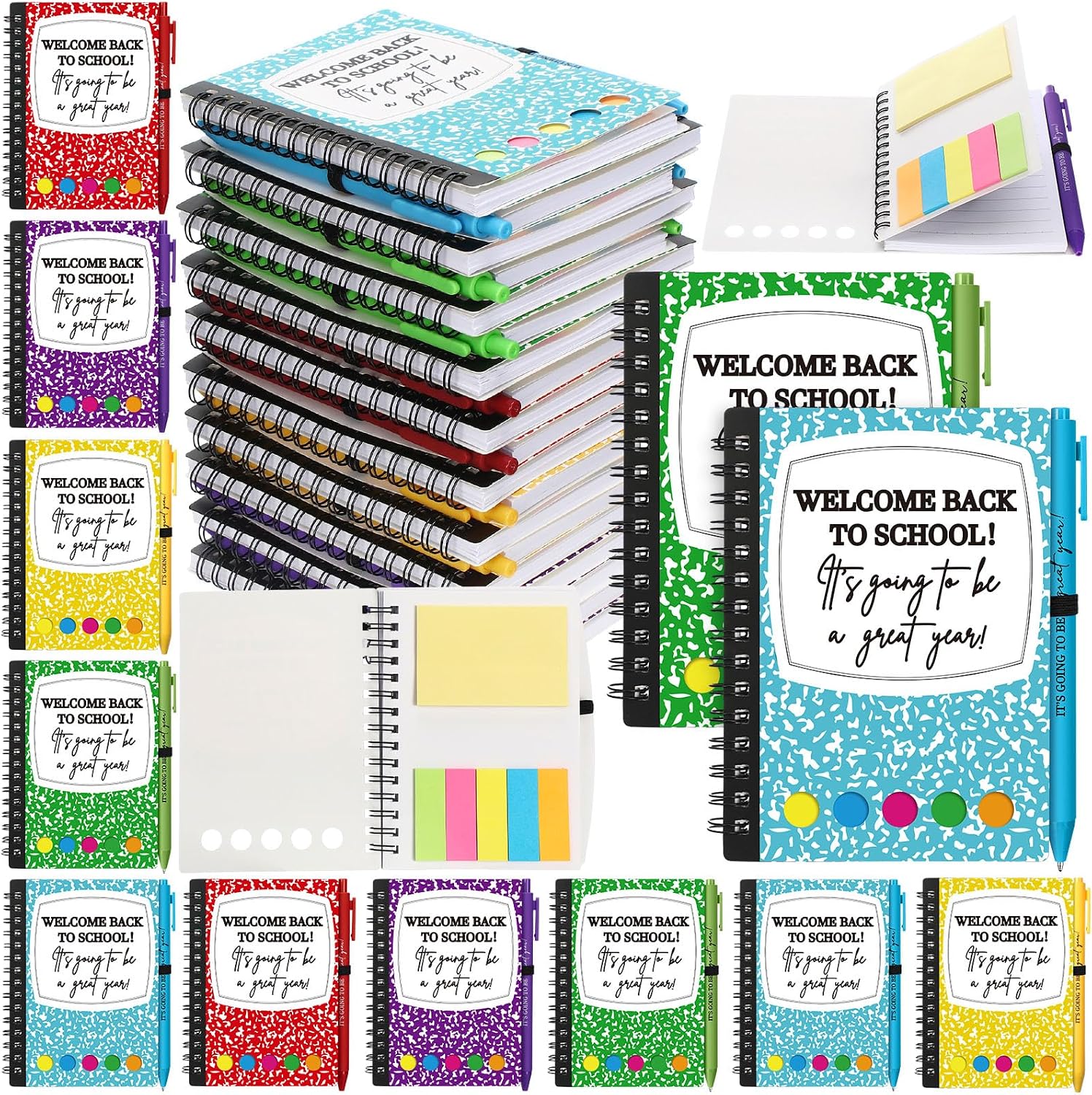 Amazon.com : Dunzoom 40 Pcs Welcome Back to School Gifts Bulk Spiral ...