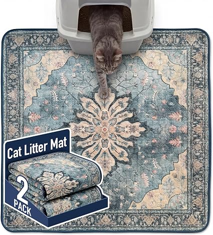 Amazon.com: Hompet Cat Litter Mat 2 Pack, 36x36 Large Machine Washable ...