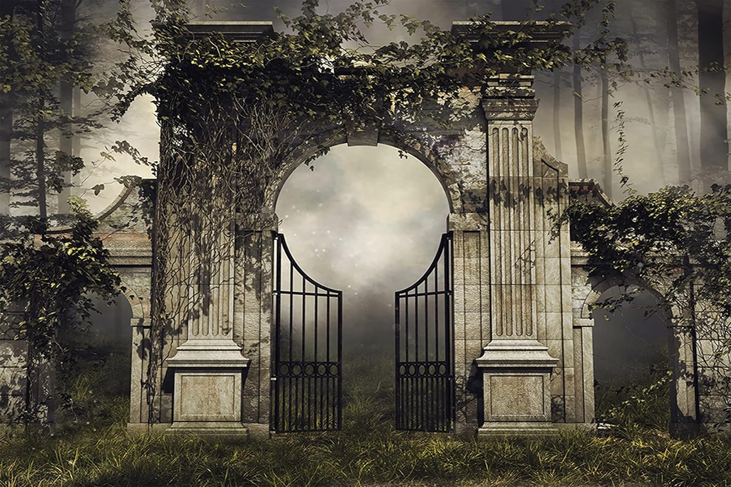 Amazon.com : Loccor Gothic Backdrop Fabric 9x6ft Vintage Stone Garden ...