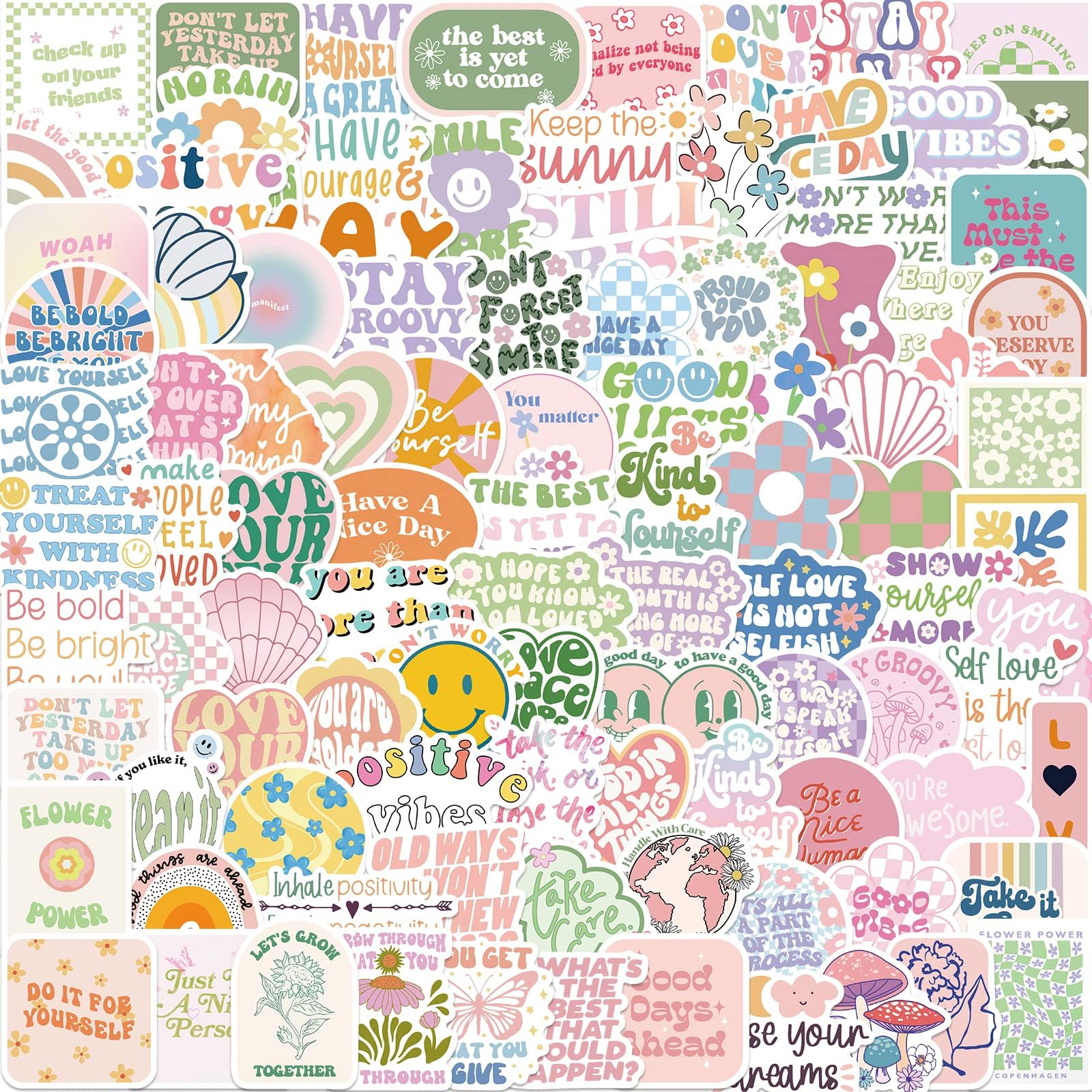 Amazon.com: Cute Preppy Stickers 50 Pcs, Pastel Inspirational Stickers ...