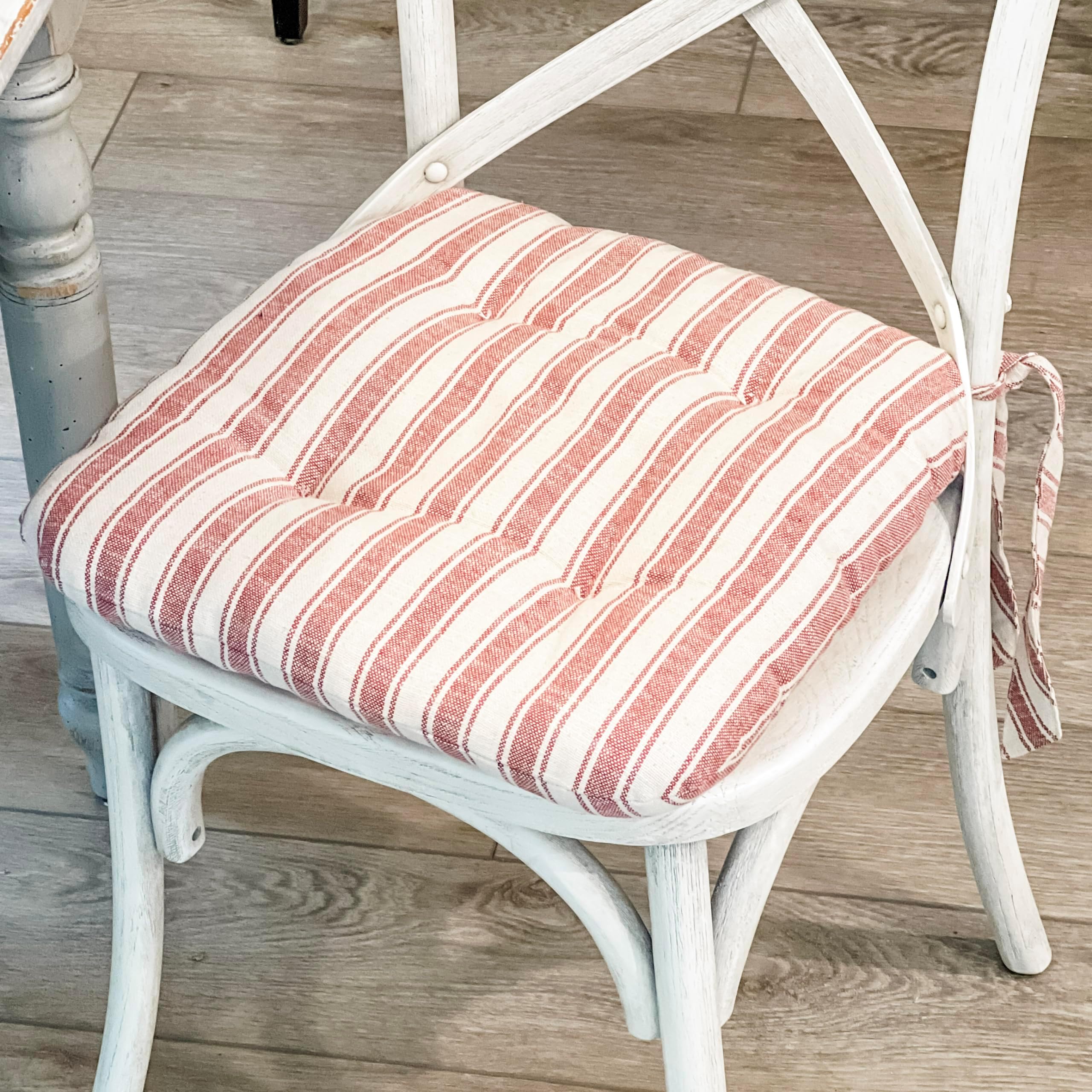 Amazon.com: Piper Classics Market Place Red Ticking Stripe Chair Pad 16 ...